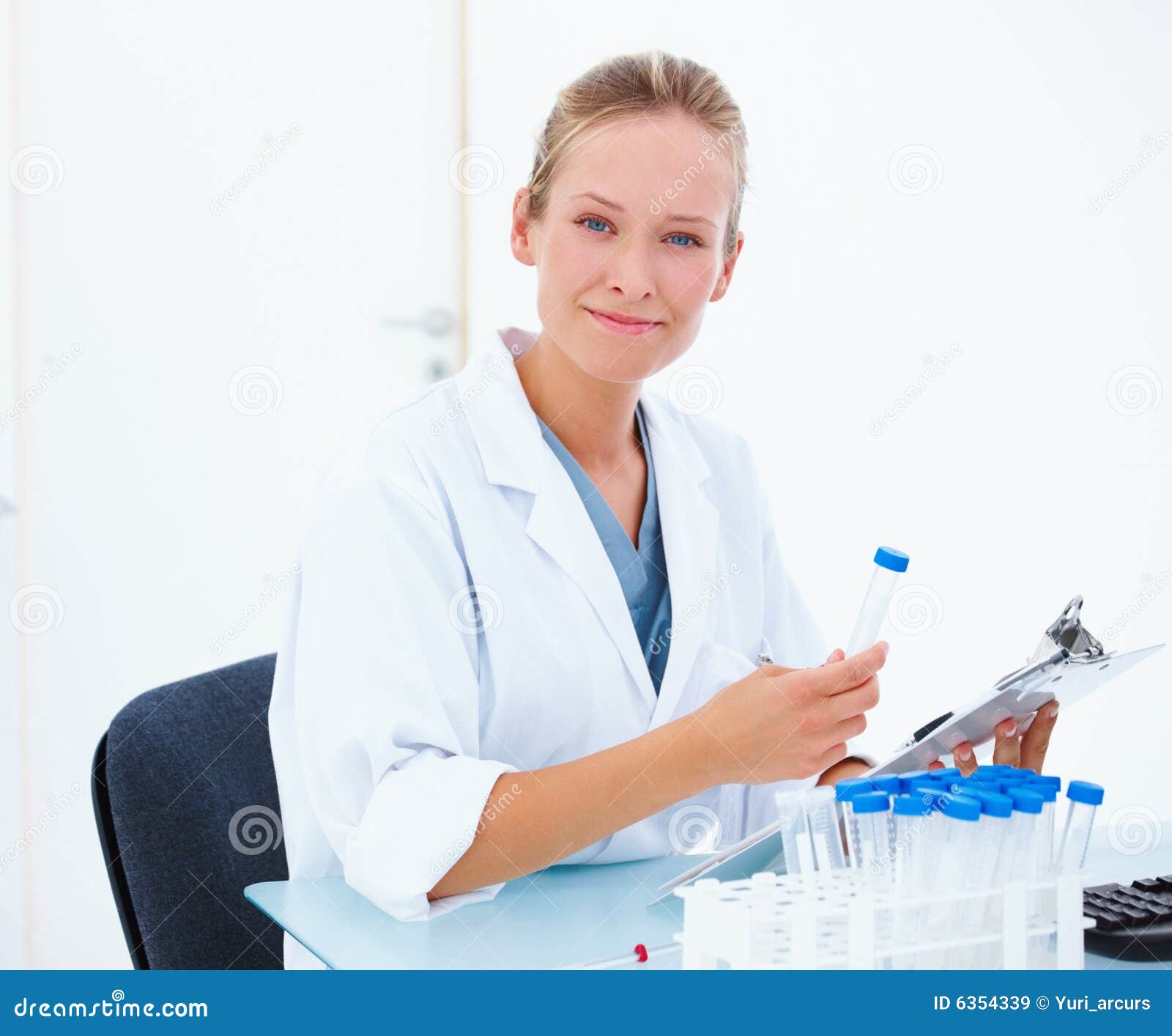 Smiling Young Lady Doing Research in Laboratory Stock Image - Image of ...