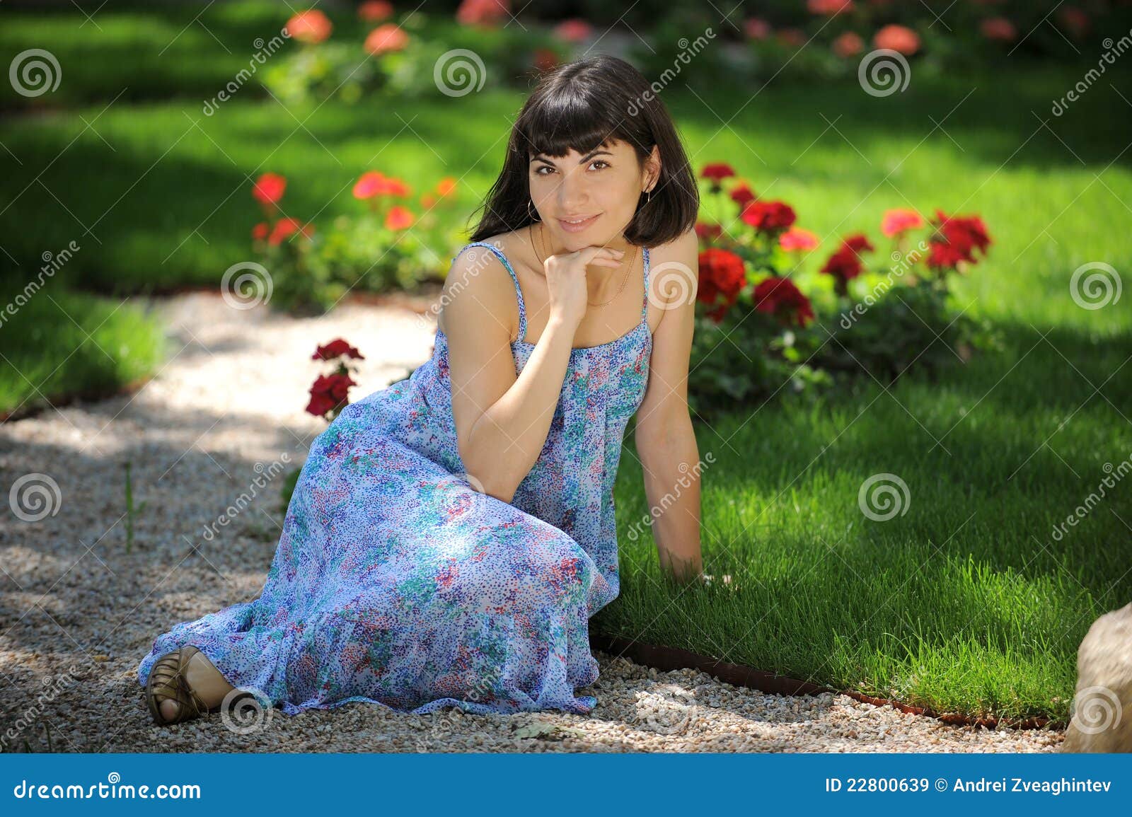 Smiling Young Lady in a Park Stock Image - Image of confident, model ...