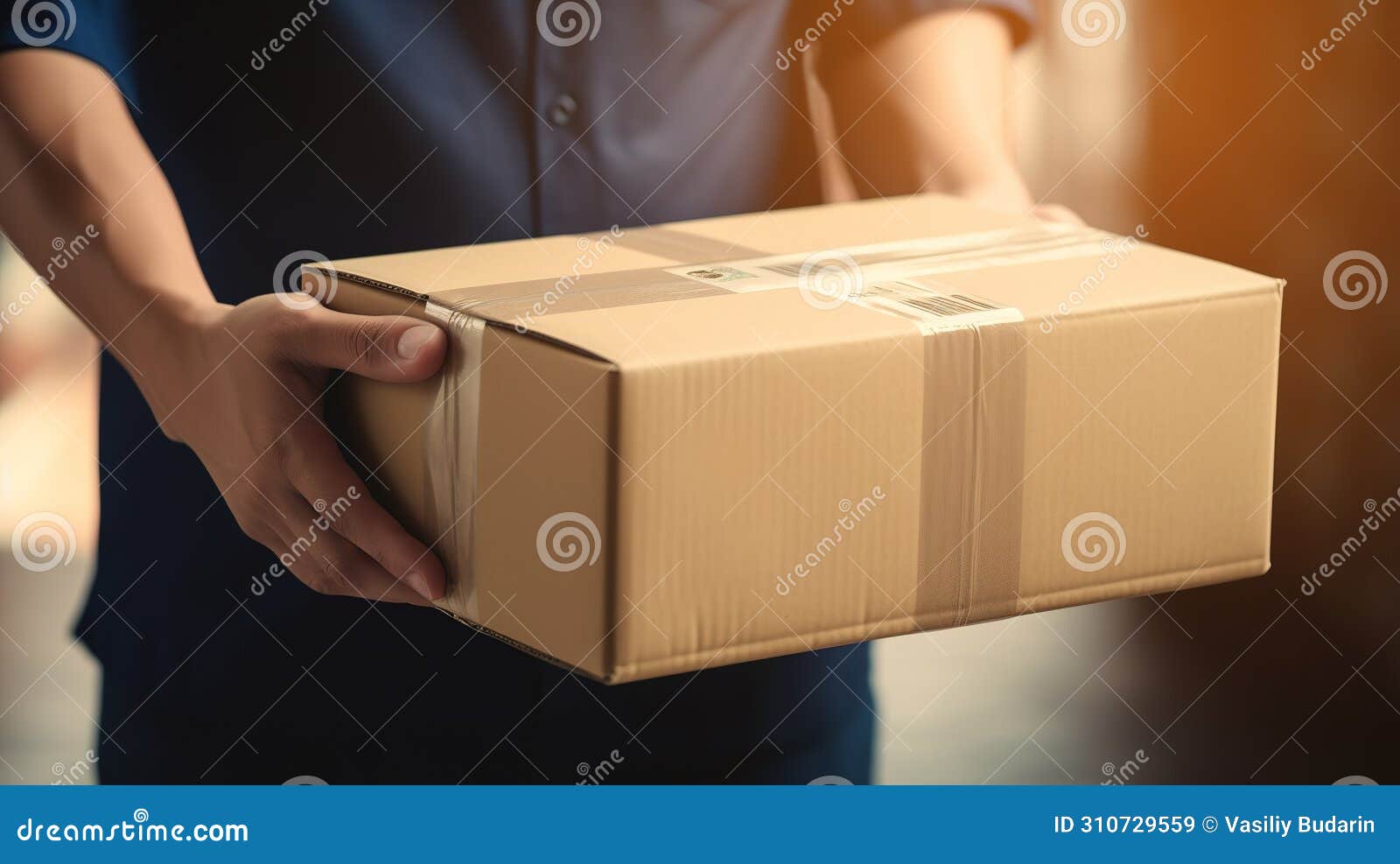 Smiling Young Male Postal Delivery Courier Man in Front of Cargo Van ...