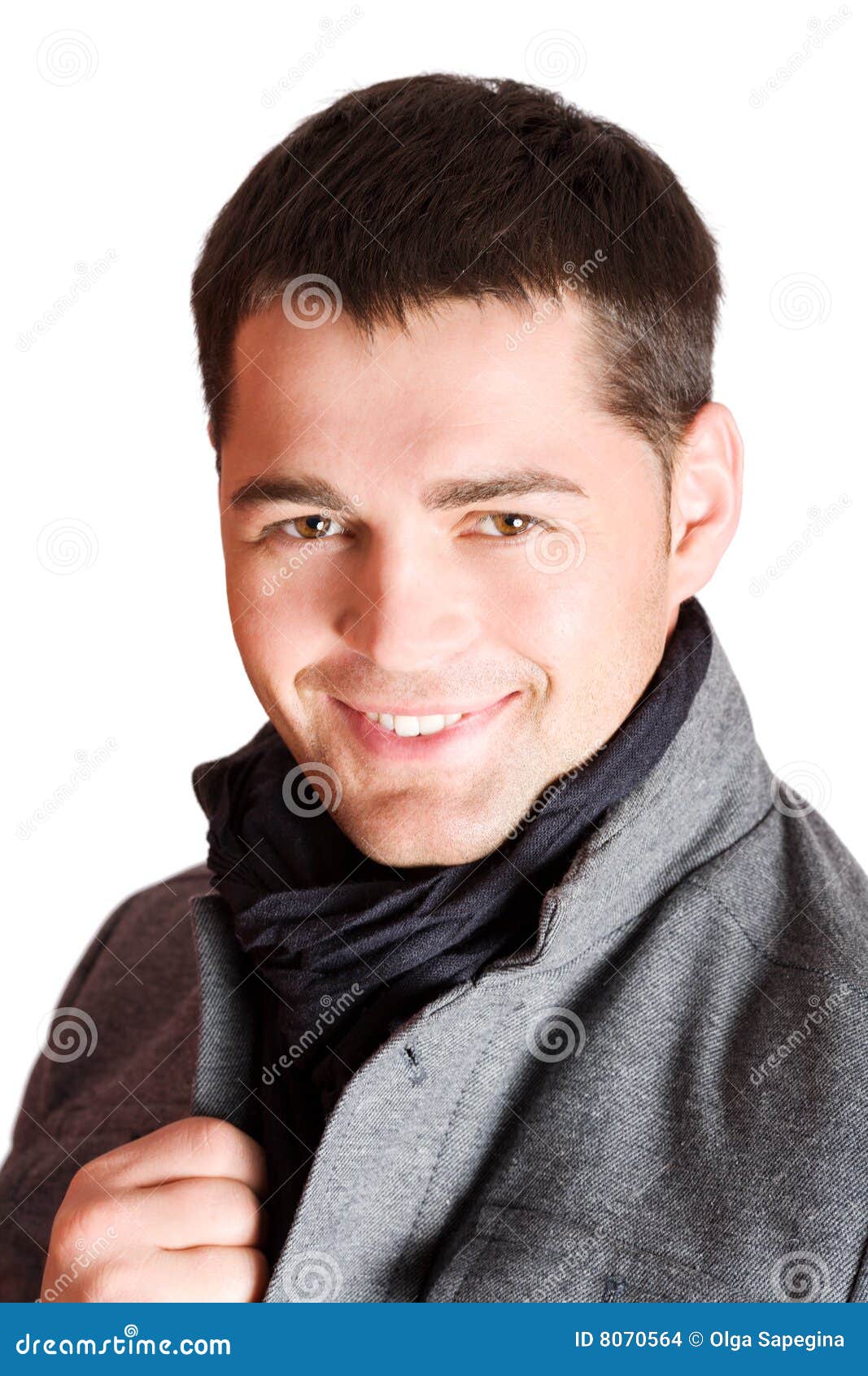 Smiling Young man stock photo. Image of hair, jacket, closeup - 8070564