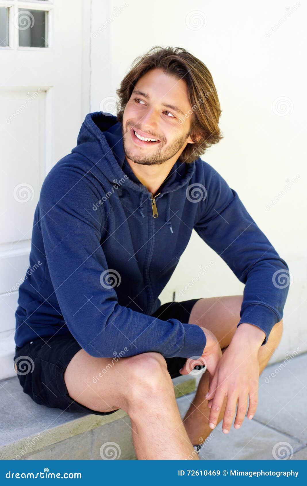 Smiling Young Man with Beard Sitting on Patio Stock Image - Image of ... Smiling Young Man with Beard Sitting on Patio Stock Image - Image of ...