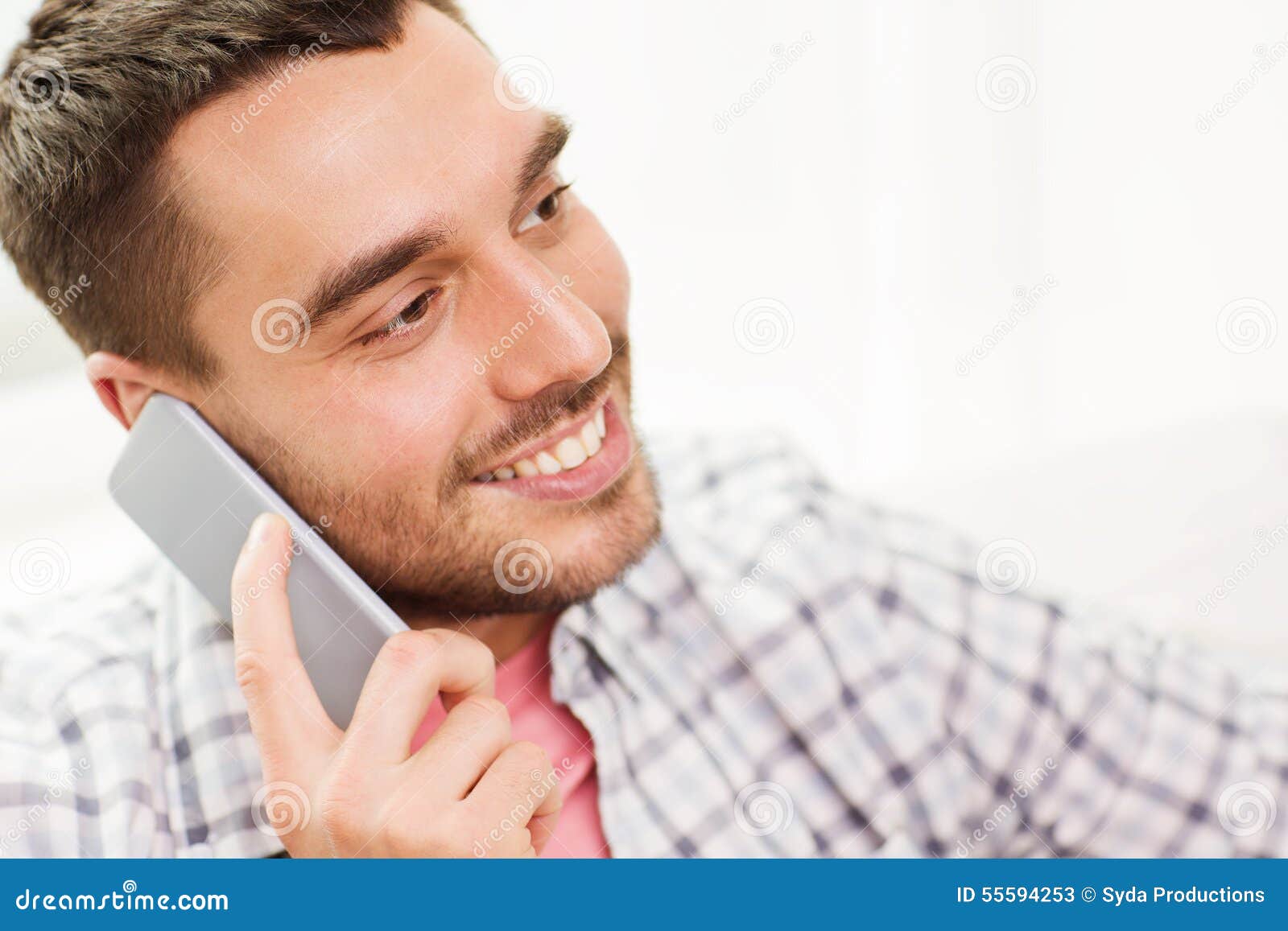 Smiling Young Man Calling on Smartphone Stock Image - Image of male ...