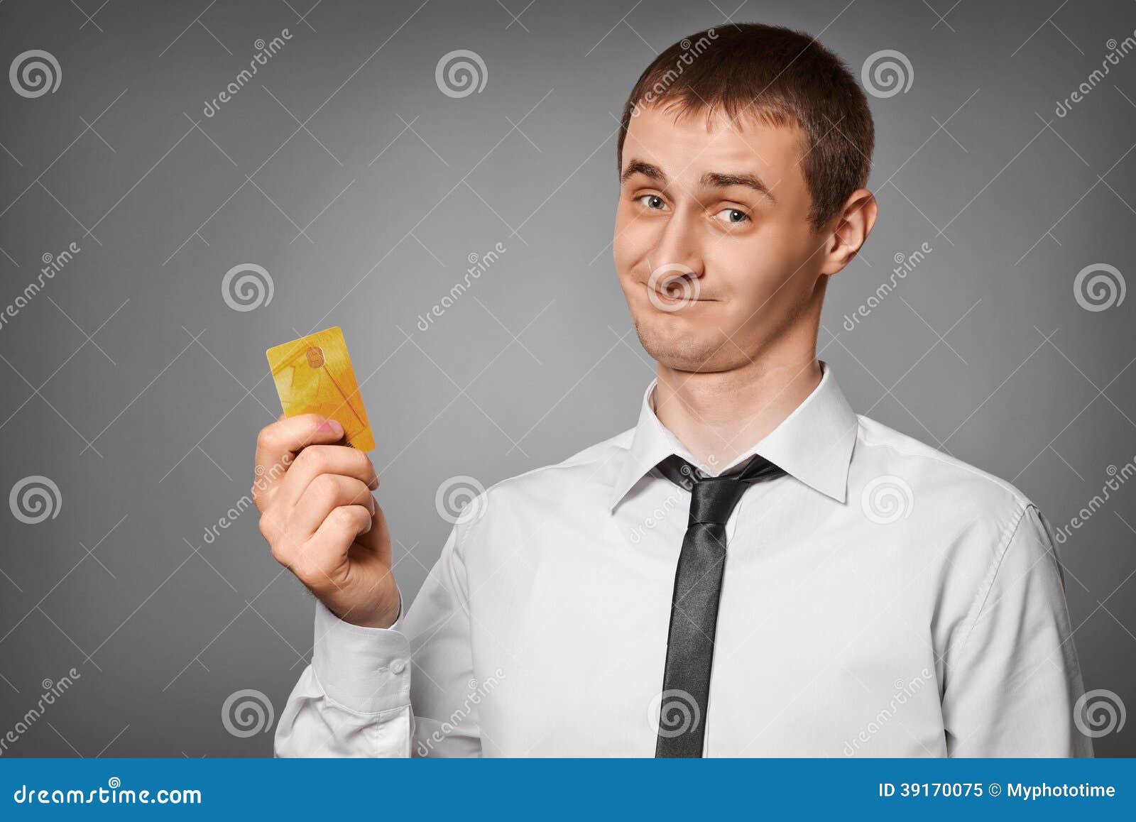Smiling Young Man Holding a Credit Card Stock Image - Image of enjoy ...
