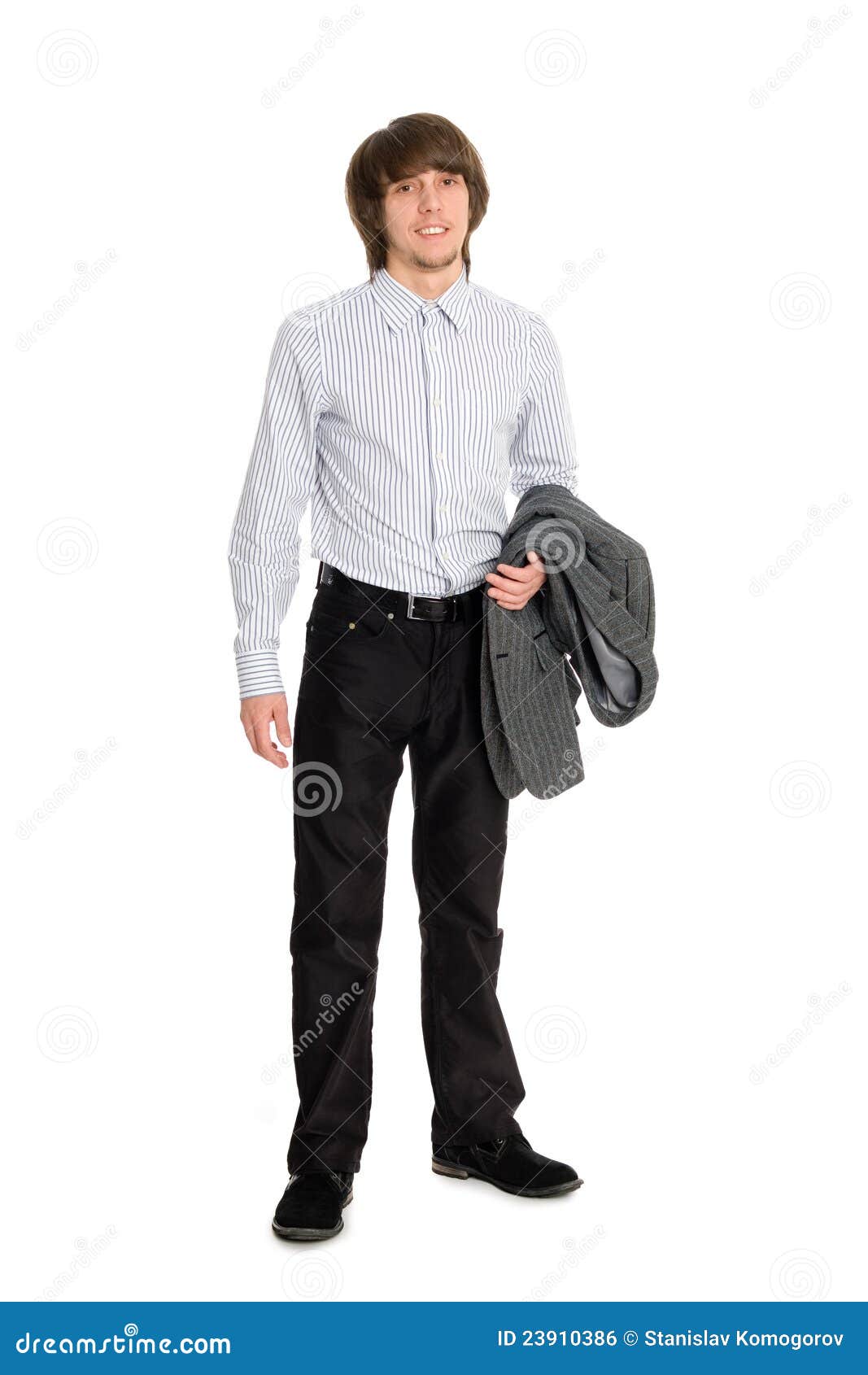 Smiling Young Man Holding a Jacket Stock Photo - Image of male, look ...