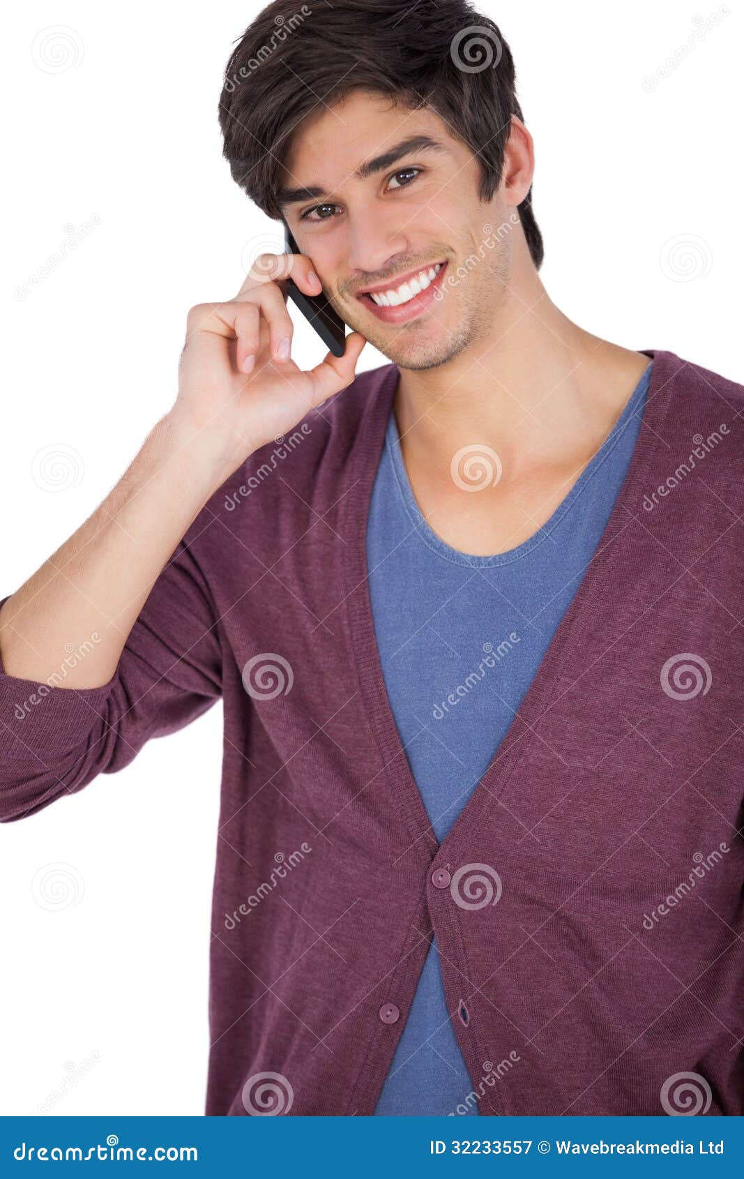 Smiling Young Man with Mobile Phone Stock Image - Image of camera ...