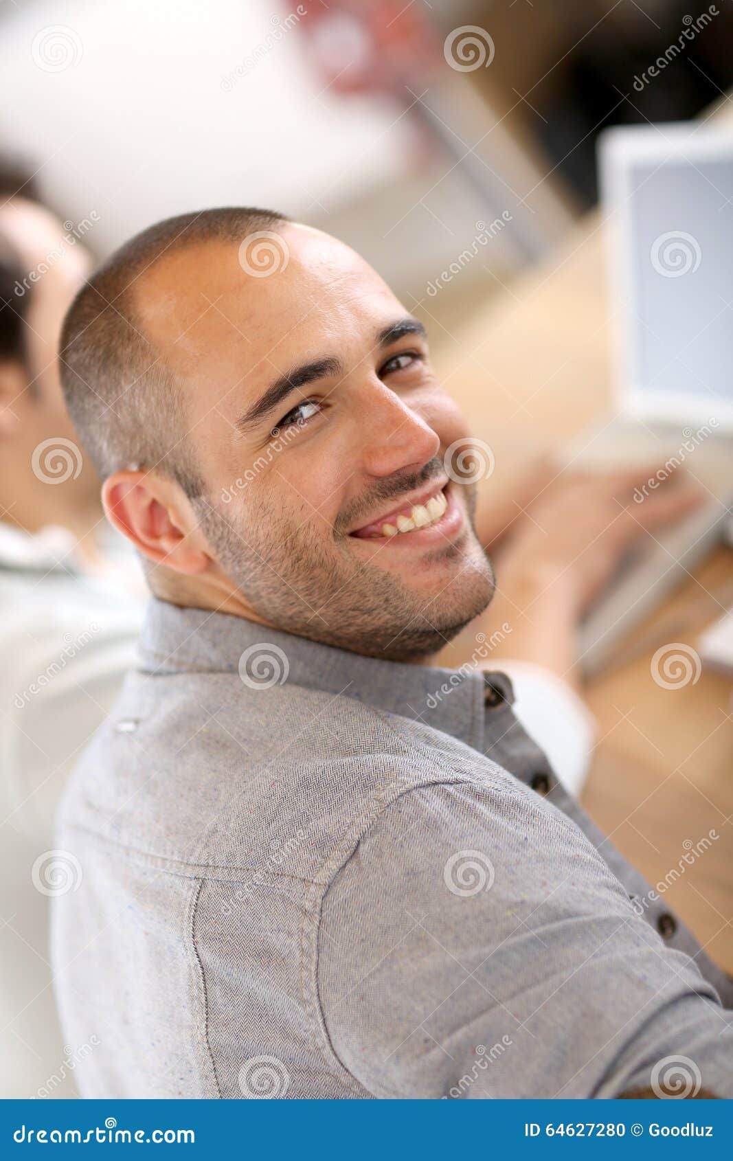 Smiling Young Man at Office Working Stock Photo - Image of confident ...