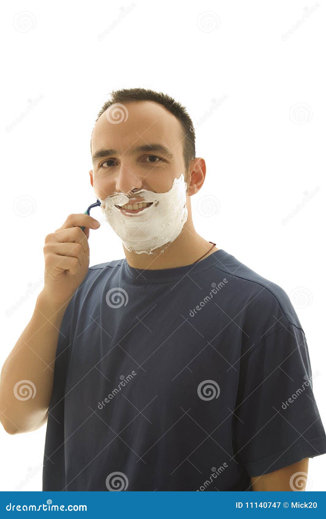 Smiling young man shaving stock image. Image of healthy - 11140747