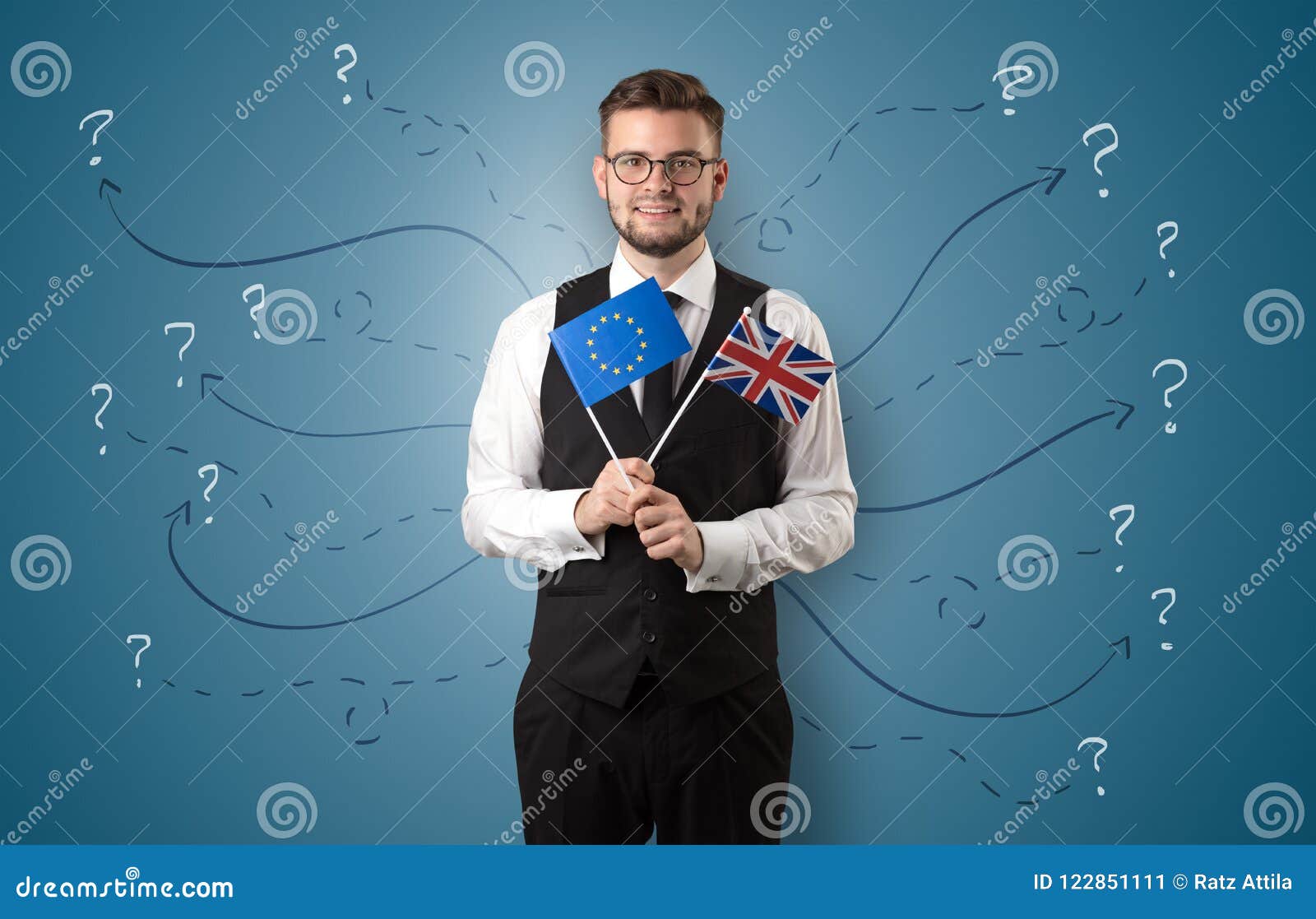 Man Standing with Flag and Destination Concept Stock Image - Image of ...