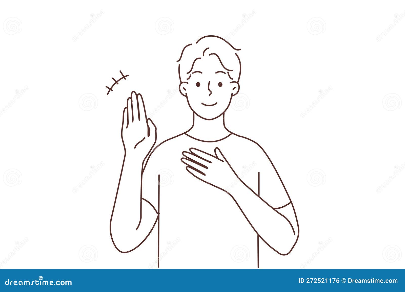 Smiling Man Communicate With Sign Language Cartoon Vector ...