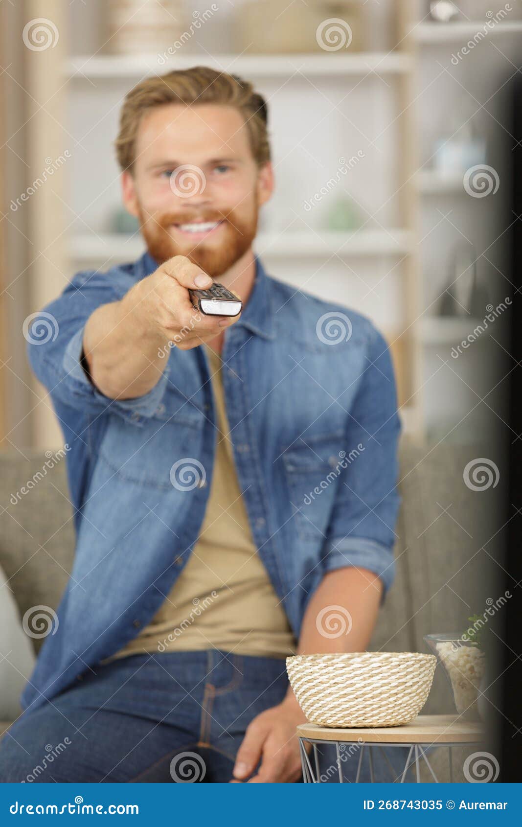 Smiling Young Man Watching Tv Stock Image - Image of young, smile ...