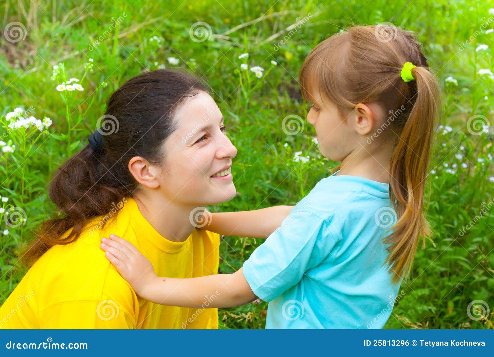 Smiling Young Mother Has Good Time with Daughter Stock Photo - Image of ...