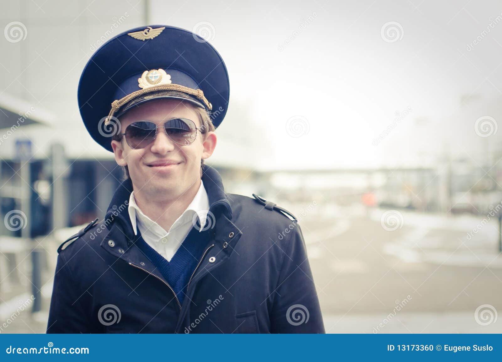 Smiling Young Pilot in Kastrup Airport Stock Photo - Image of airplane ...