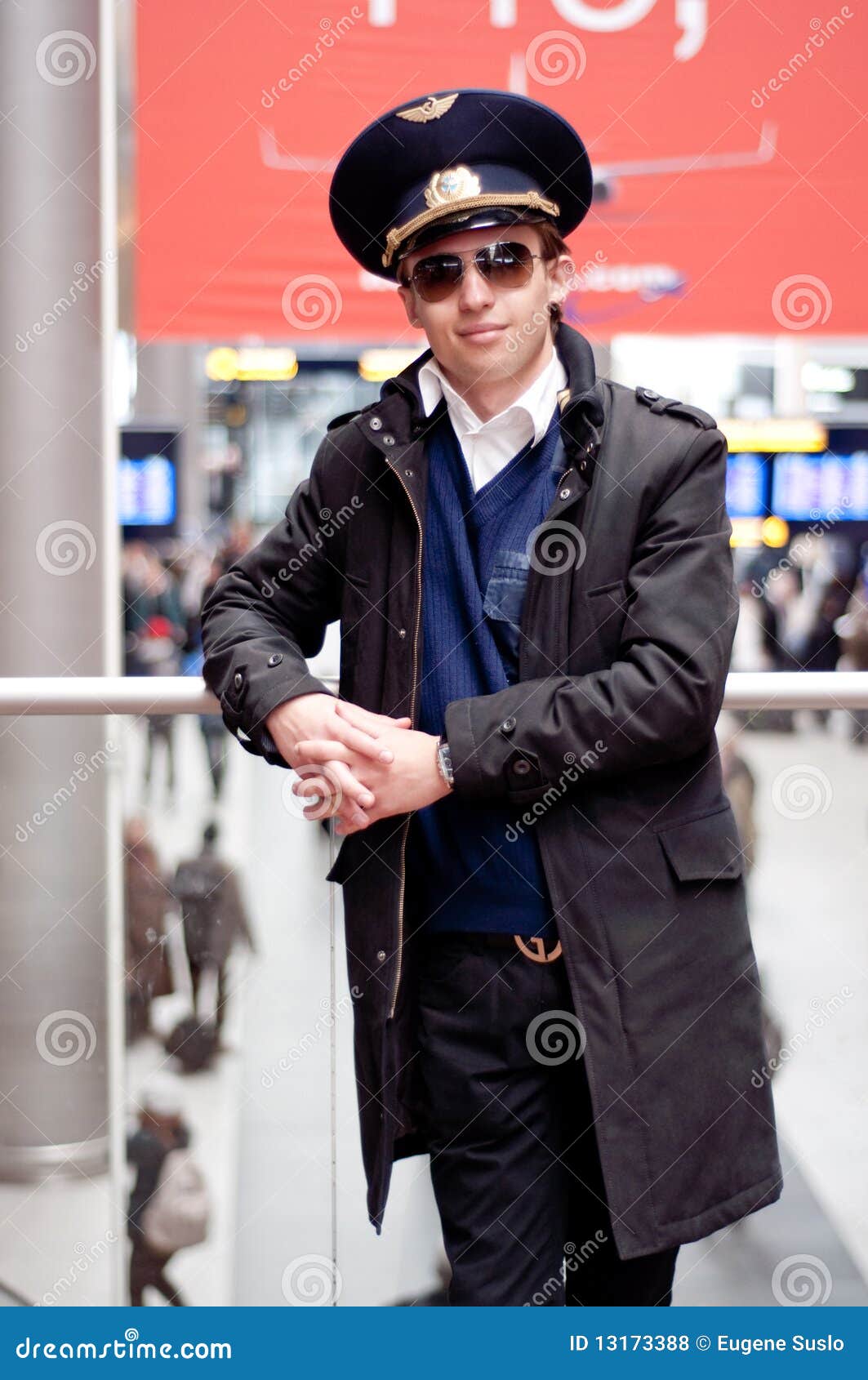 Smiling Young Pilot in Kastrup Airport in Terminal Stock Photo - Image ...