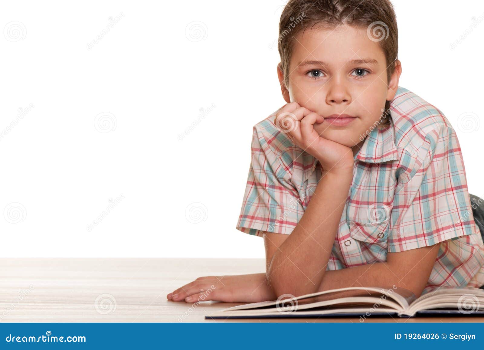 Smiling young reader stock photo. Image of thoughtful - 19264026