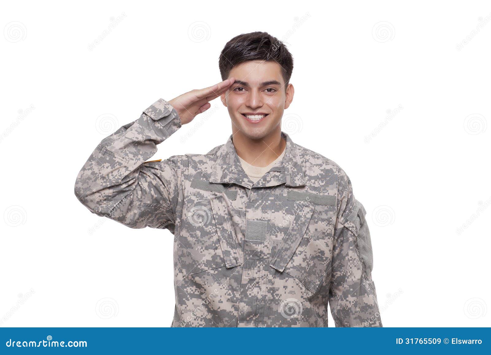 Smiling Young Soldier Saluting Stock Image - Image of male, fighting ...