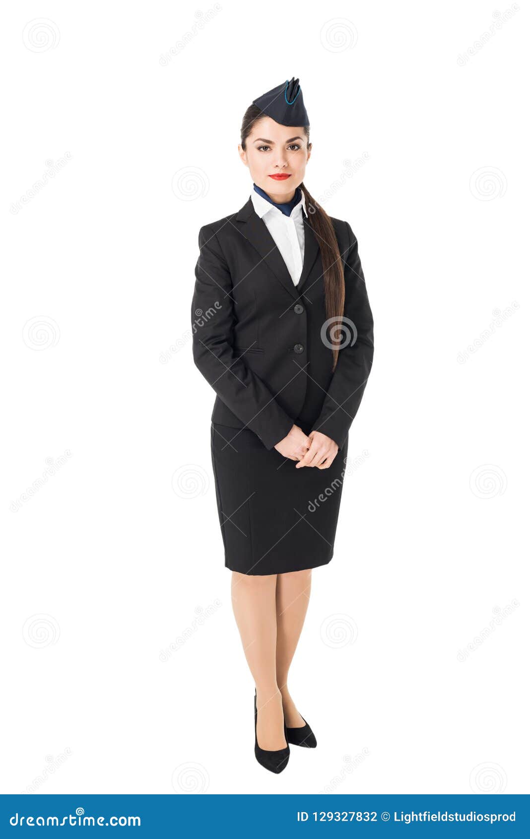 Smiling Young Stewardess Isolated Stock Photo - Image of attendant ...