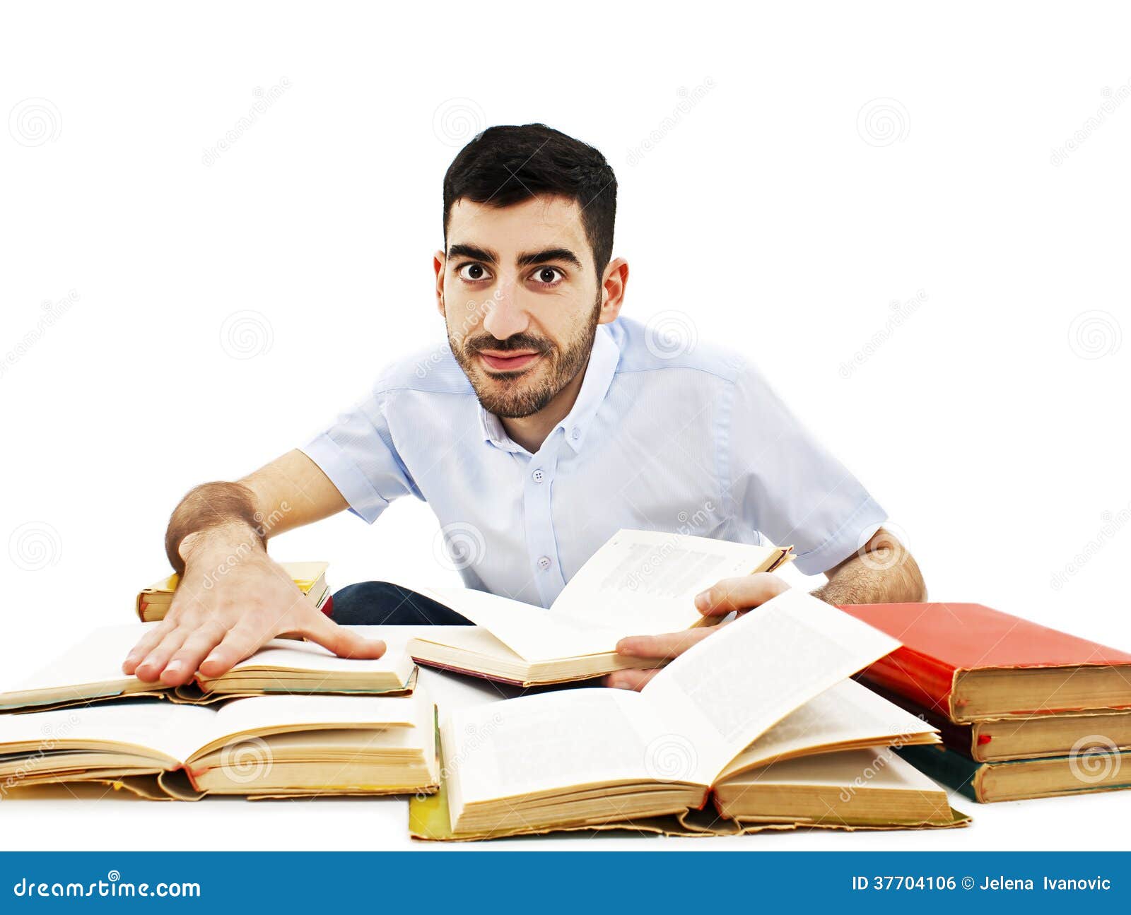 Smiling Young Student Preparing for Exam Stock Photo - Image of ...