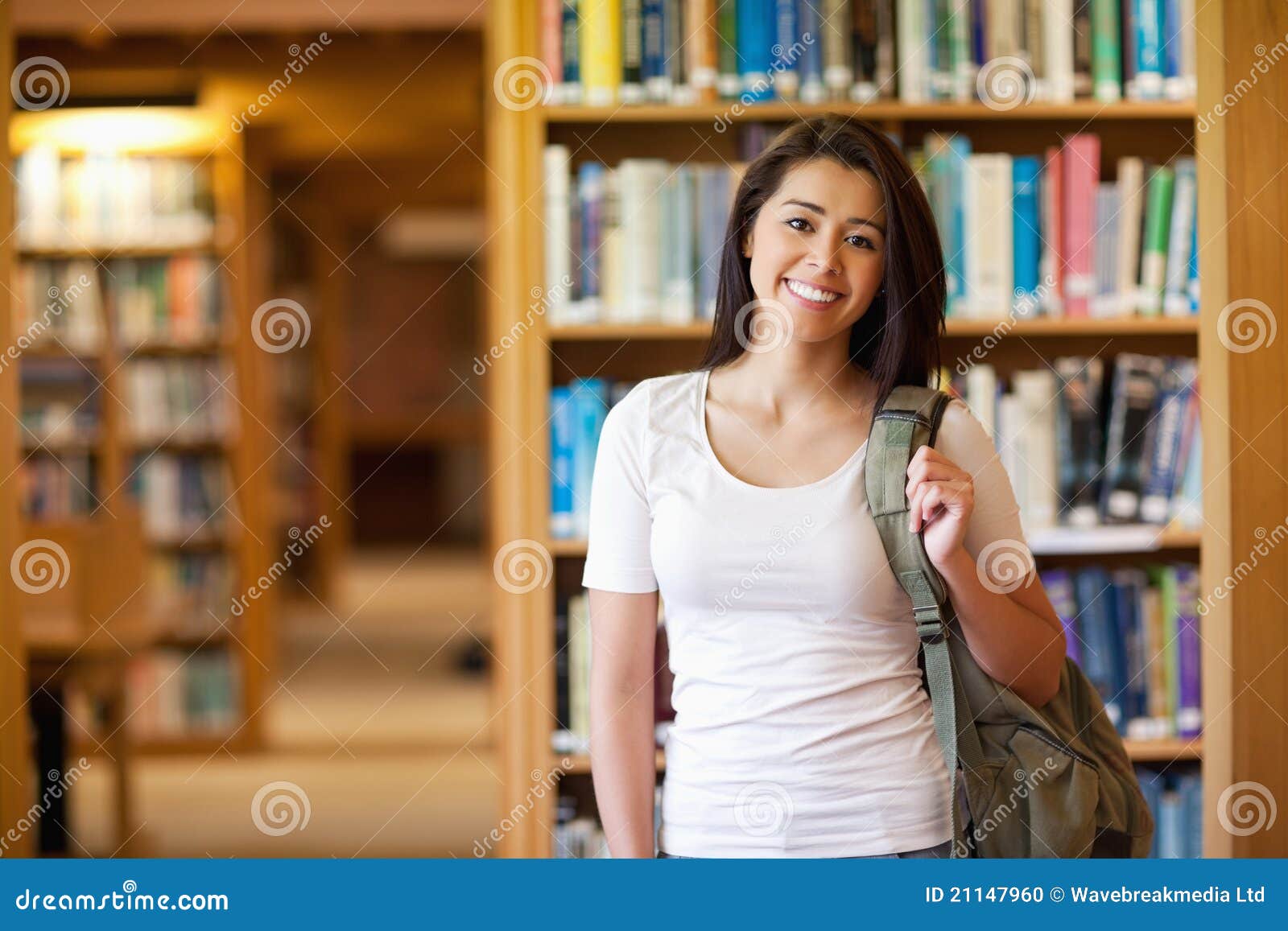 Smiling Young Student Standing Up Stock Photo - Image of smile ...