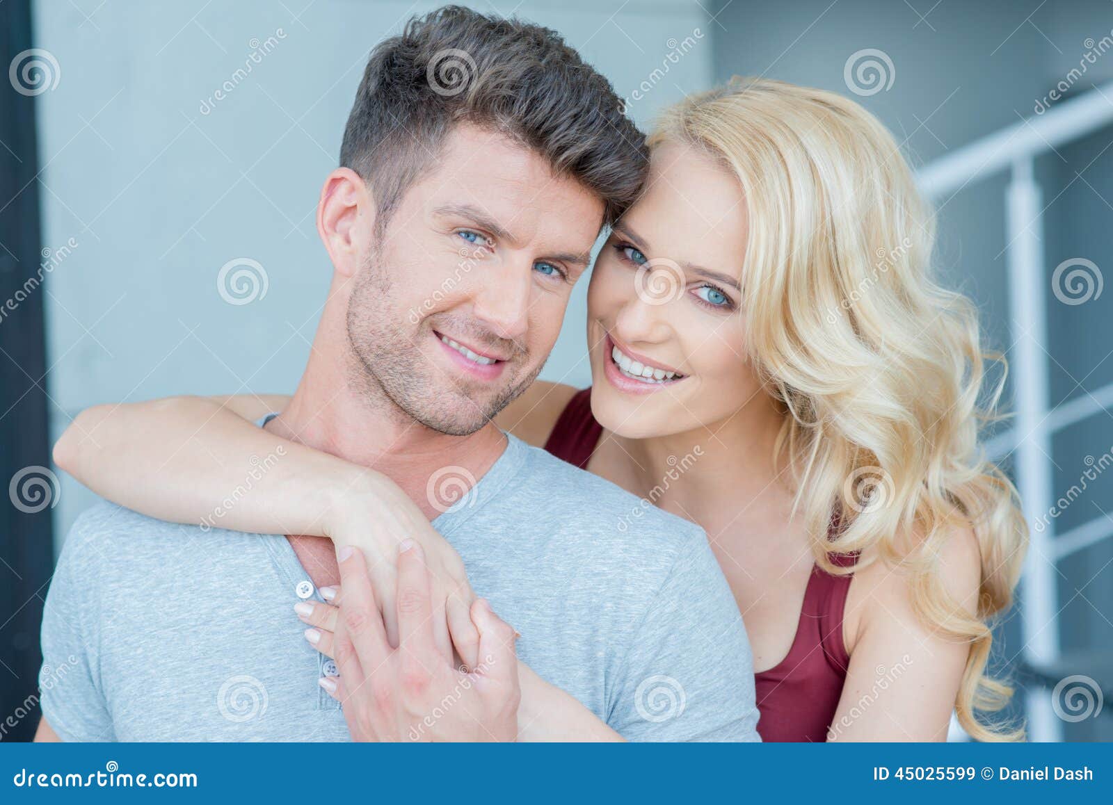 Smiling Young White Romantic Couple Stock Image - Image of married ...