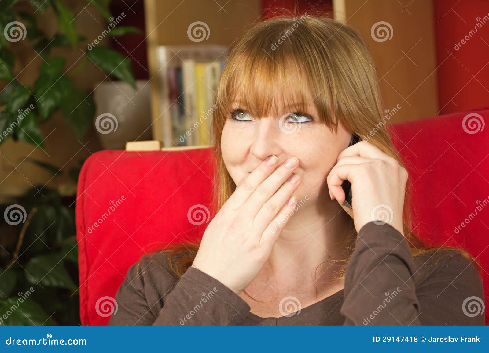 Smiling Young Woman is Calling Stock Photo - Image of girl, mobile ...