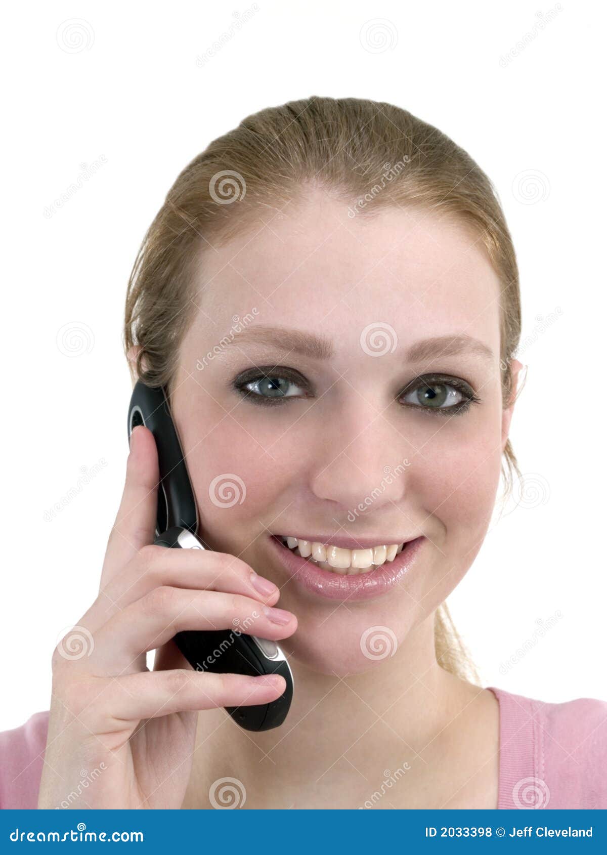 Smiling Young Woman with Cell Phone Stock Photo - Image of happy, young ...