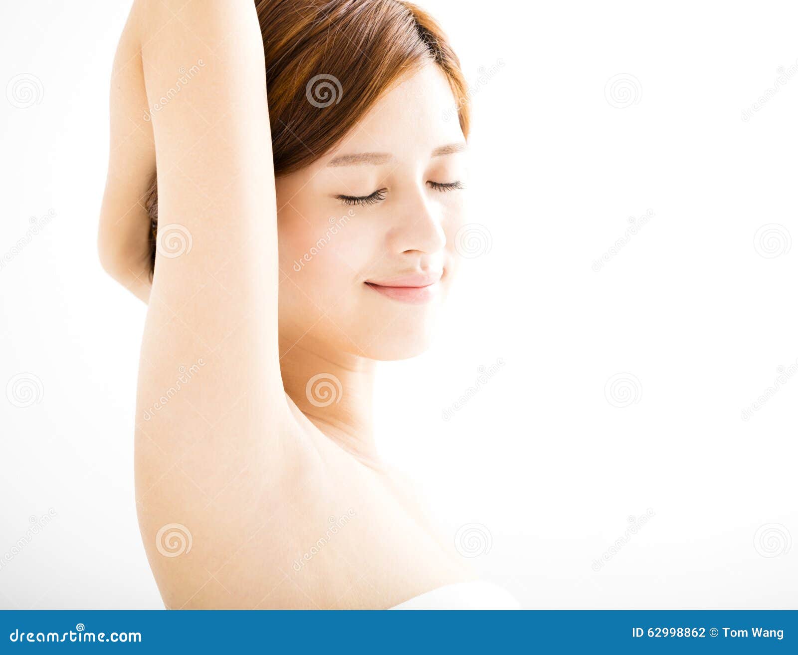 Smiling Young Woman with Clean Armpit Stock Photo - Image of japanese ...