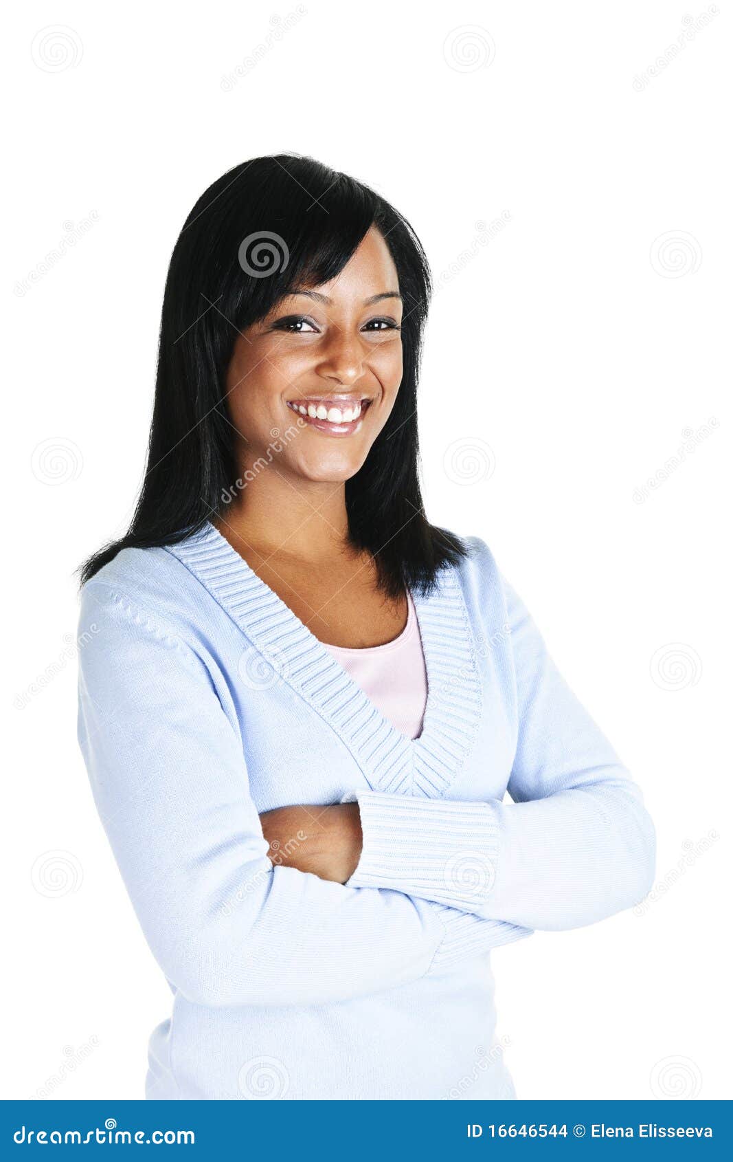 Smiling Young Woman with Crossed Arms Stock Photo - Image of attractive ...