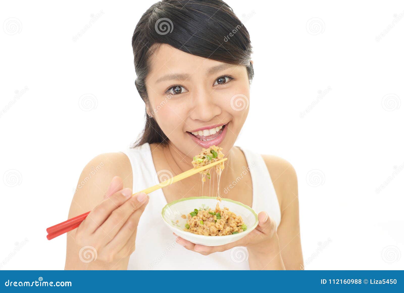 Woman having breakfast stock photo. Image of expression - 112160988