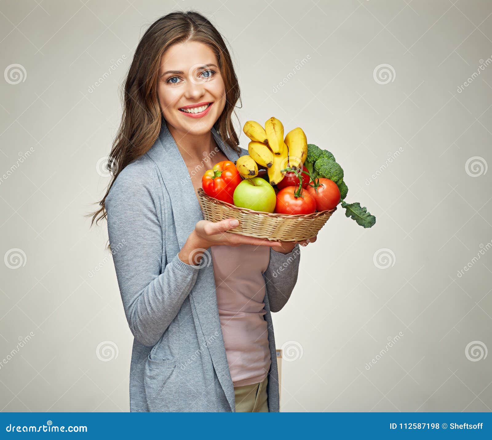 Smiling Young Woman Holding Fruit Set. Stock Photo - Image of food ... Smiling Young Woman Holding Fruit Set. Stock Photo - Image of food ...