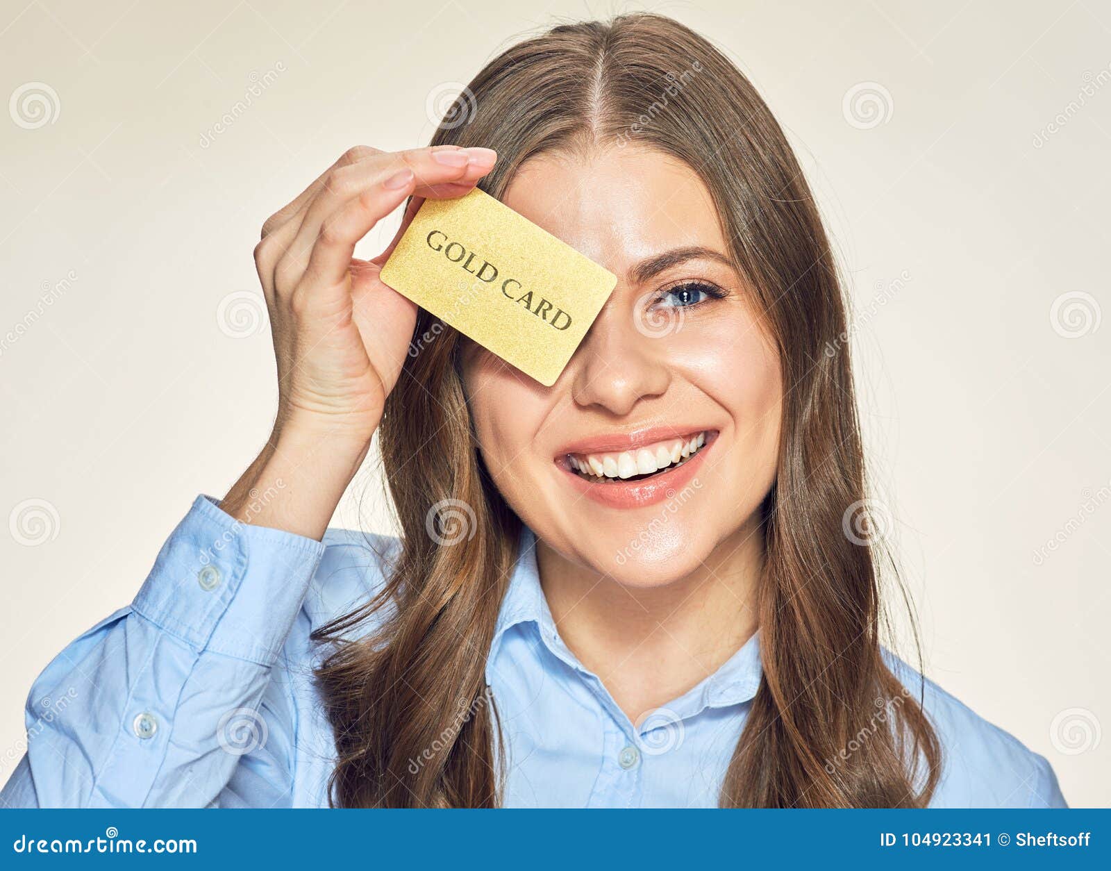 Smiling Young Woman Holding Gold Credit Card. Stock Image - Image of ... Smiling Young Woman Holding Gold Credit Card. Stock Image - Image of ...