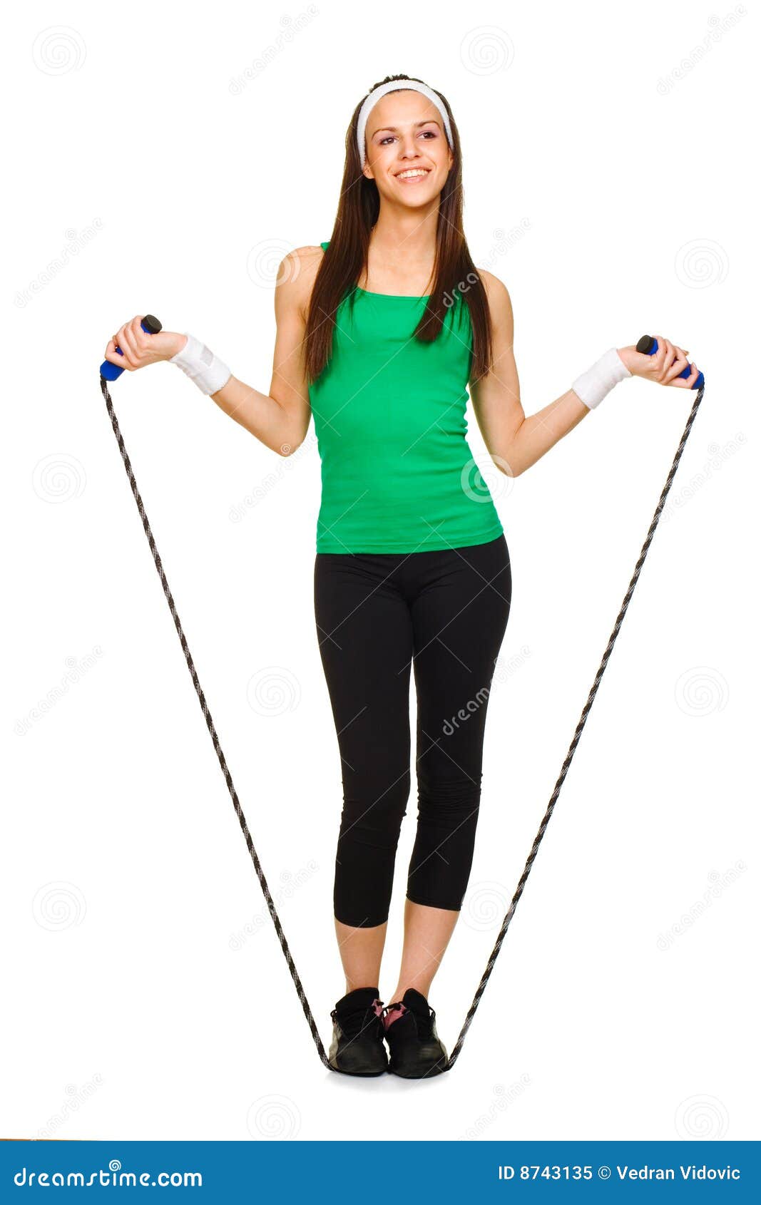 Smiling Young Woman with Jump Rope Stock Image - Image of slim ...