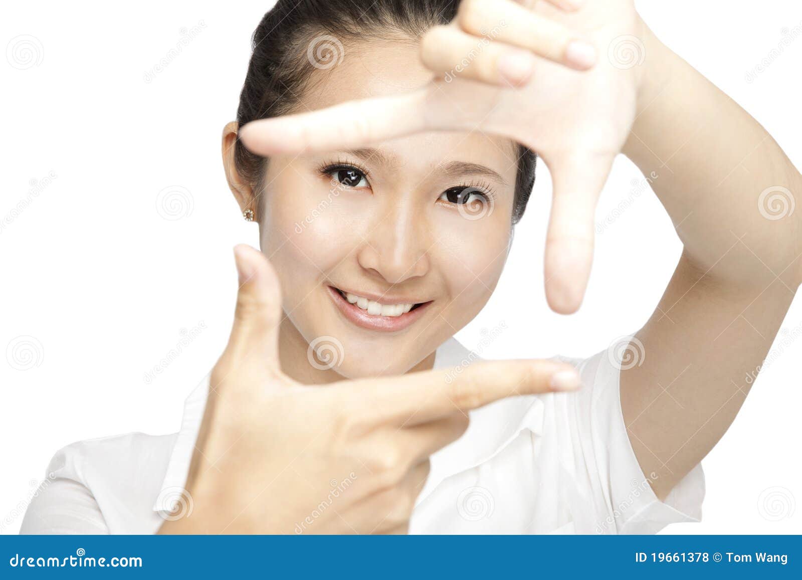 Smiling Young Woman Making a Hand Frame Stock Photo - Image of ...