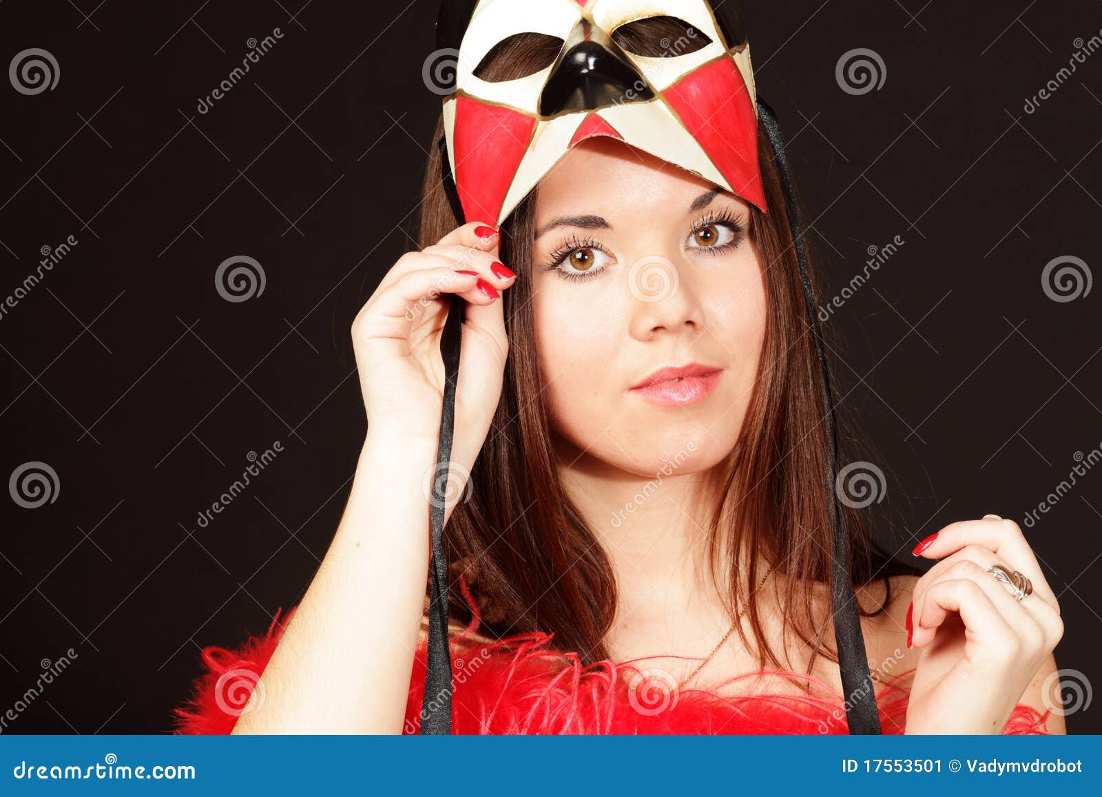 Smiling Young Woman in Mask Stock Image - Image of lady, person: 17553501