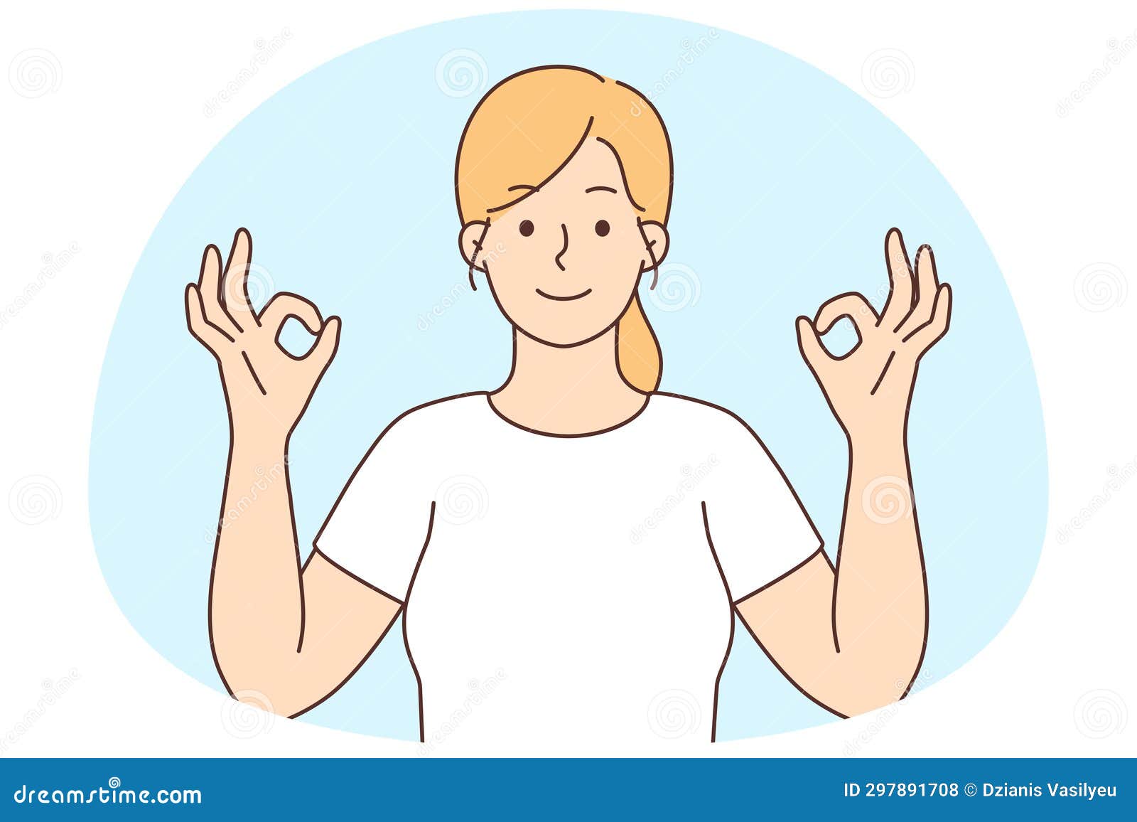 Smiling Woman with Mudra Hands Meditating Stock Vector - Illustration ... Smiling Woman with Mudra Hands Meditating Stock Vector - Illustration ...
