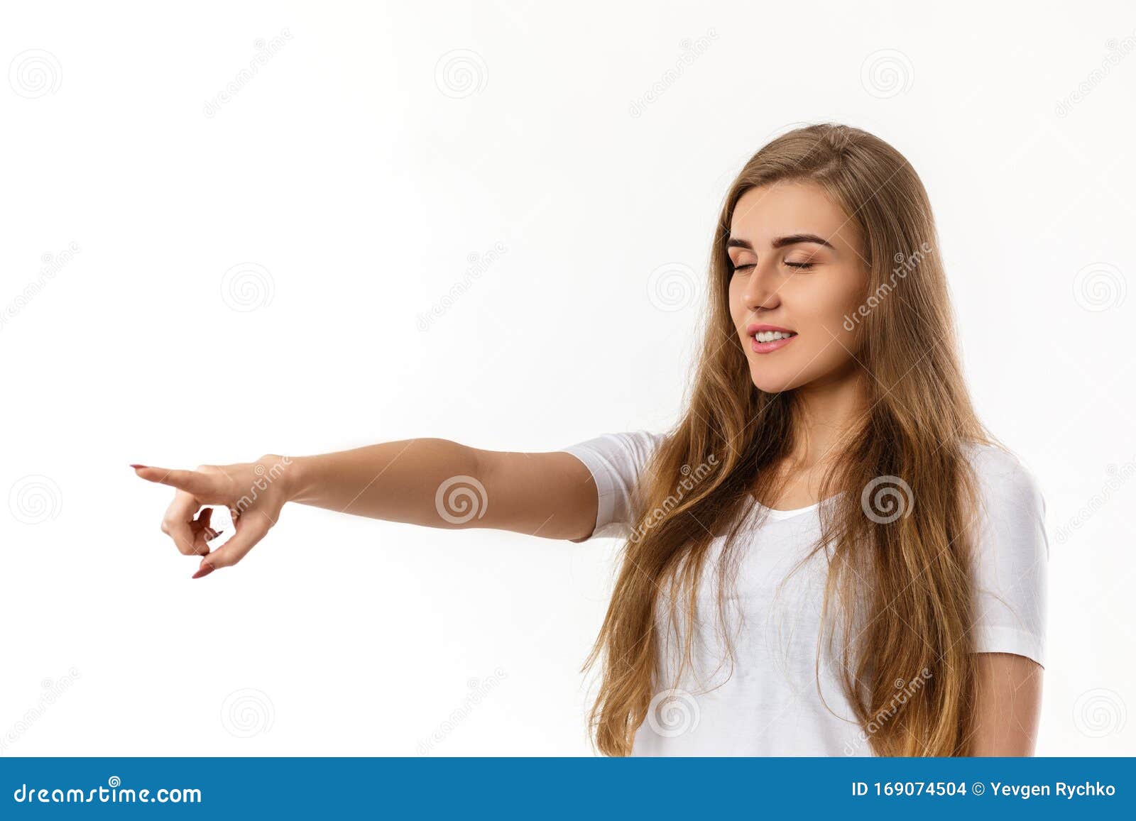 Smiling Young Woman Pointing Hand Stock Photo - Image of background ... Smiling Young Woman Pointing Hand Stock Photo - Image of background ...