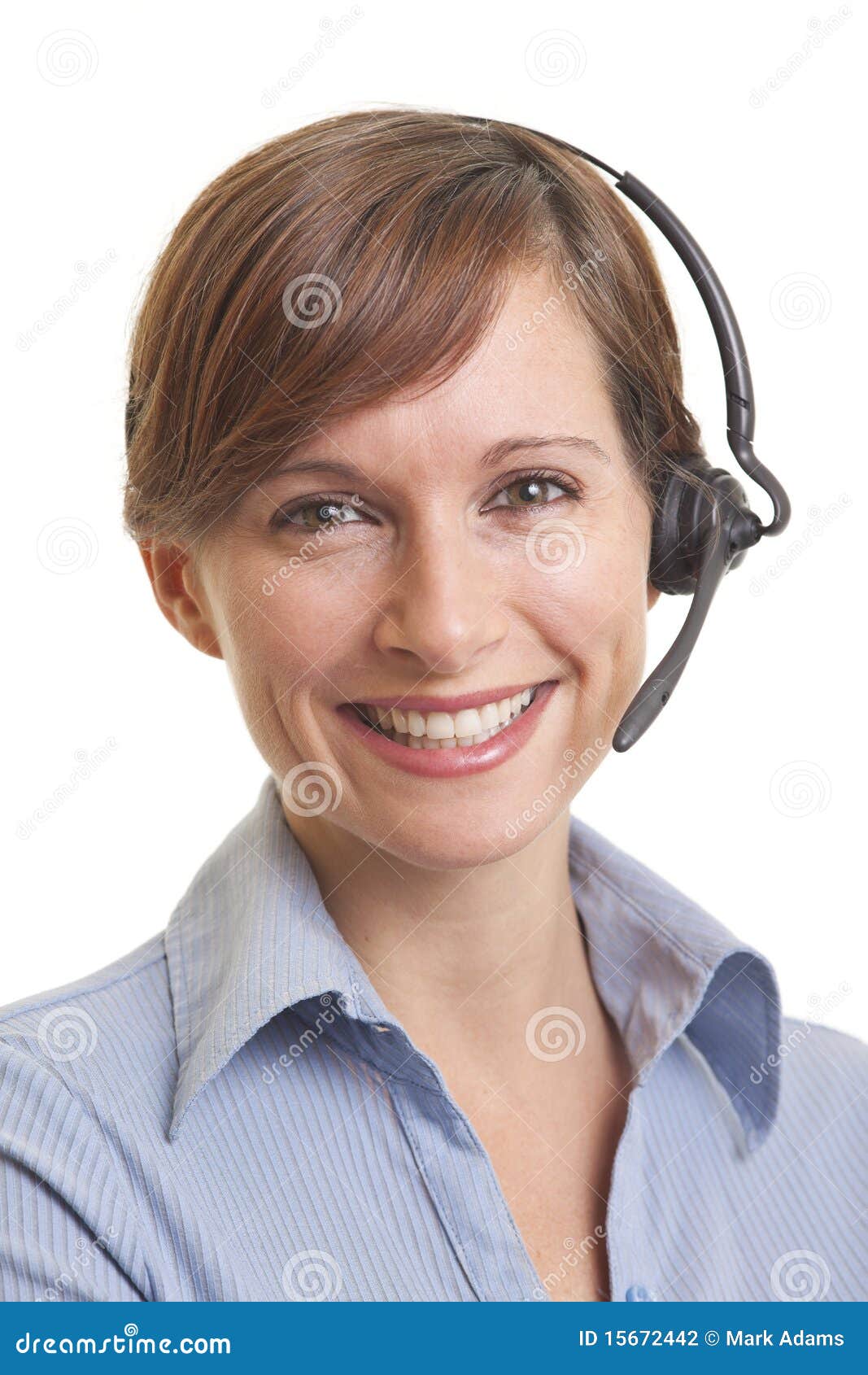 Smiling Young Woman Telemarketer Stock Photo - Image of information ...