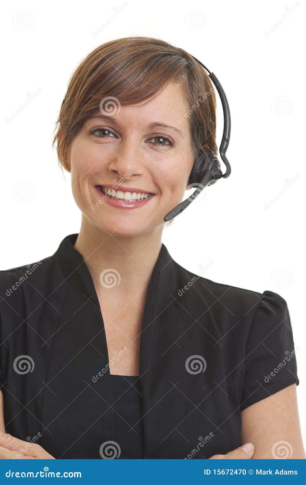 Smiling Young Woman Telemarketer Stock Photo - Image of isolated ...