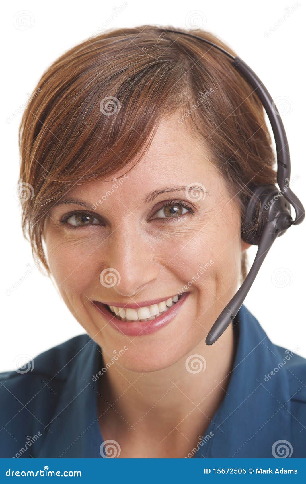 Smiling Young Woman Telemarketer Stock Photo - Image of communicate ...