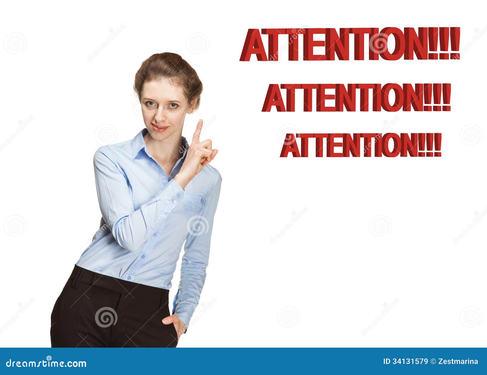 Smiling Young Woman Warning about Something Stock Image - Image of ...
