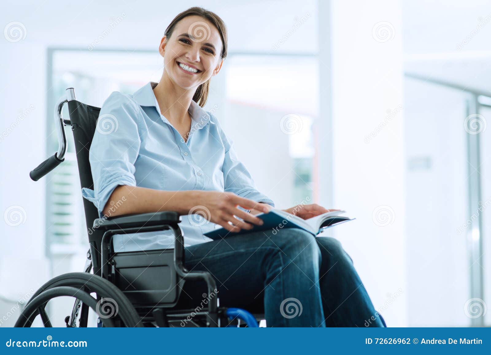 Smiling Young Woman in Wheelchair Stock Photo - Image of paraplegic ...