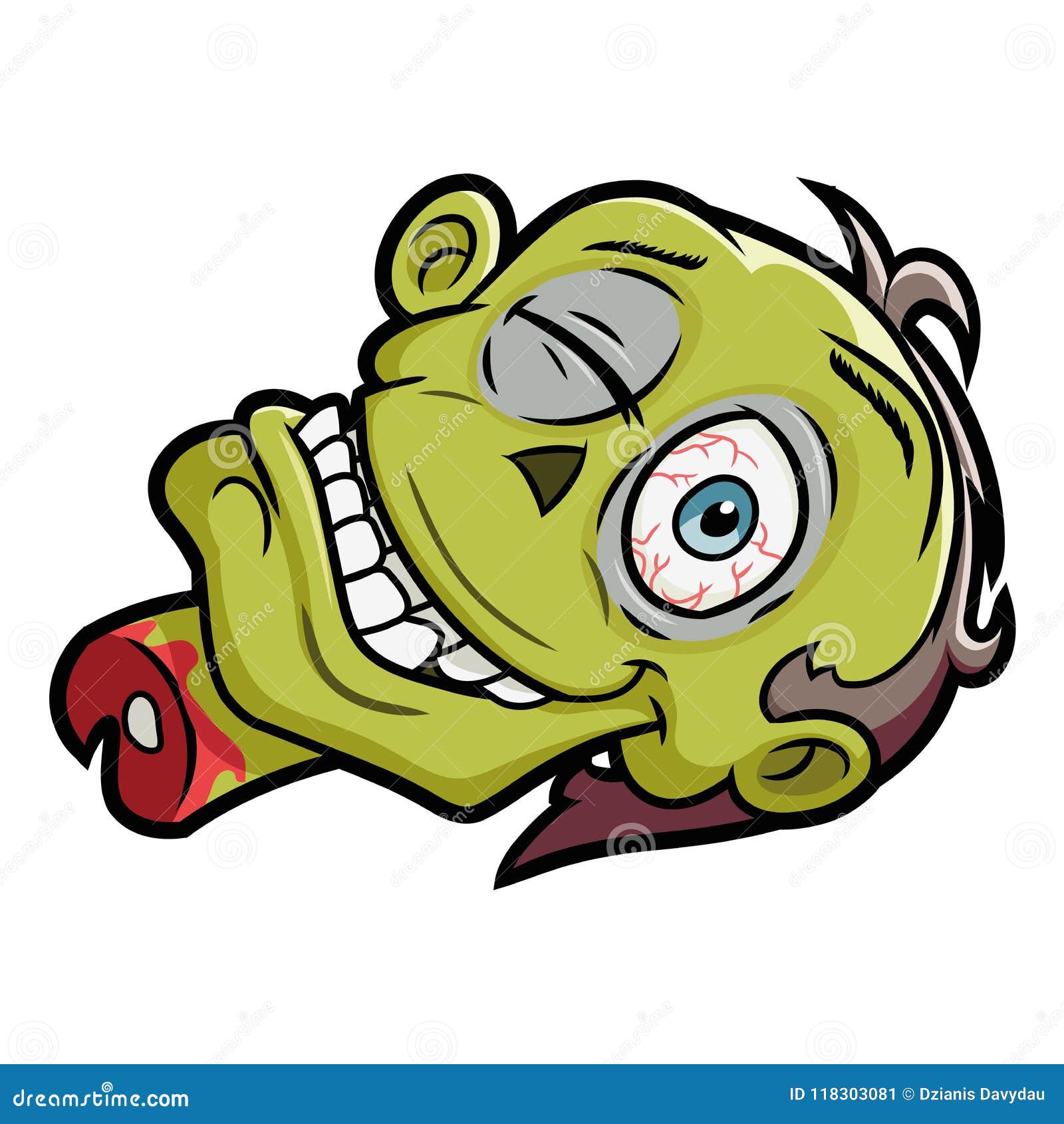 Smiling zombie head stock vector. Illustration of dead - 118303081