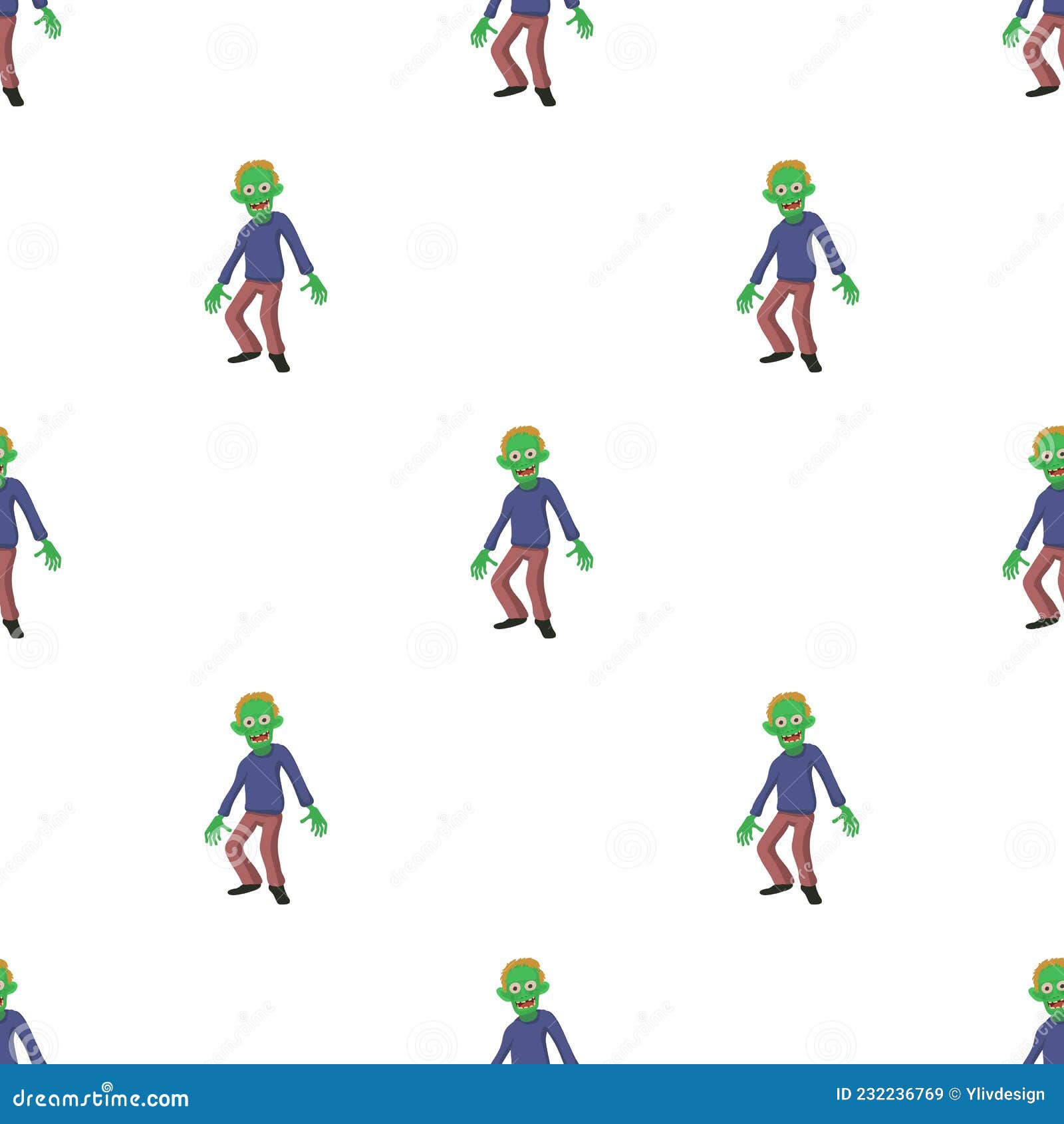 Smiling Zombie Pattern Seamless Vector Stock Vector - Illustration of ...