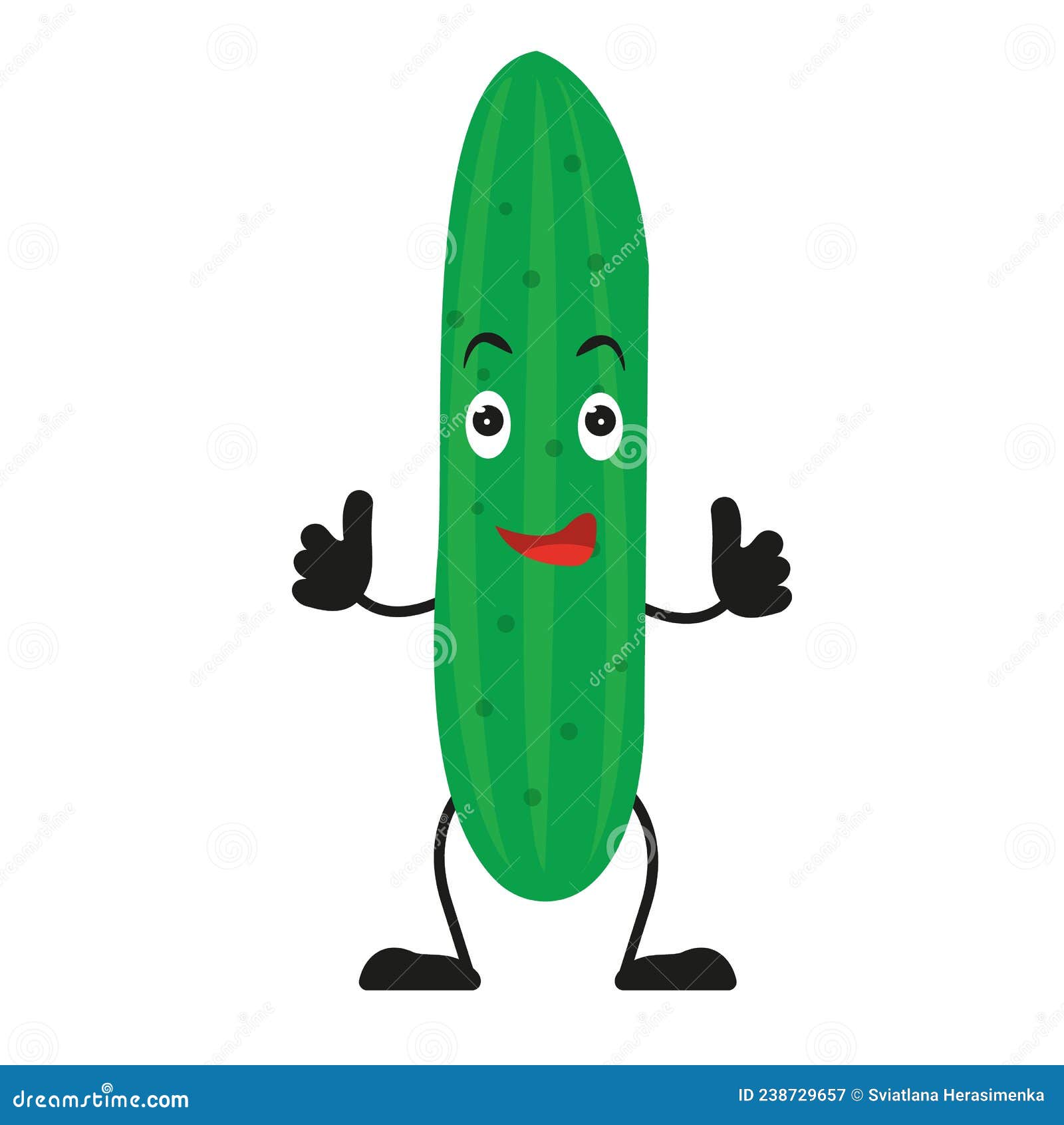 Smilling Cute Cucumber. Vector Illustration in Cartoon Style. Stock ...