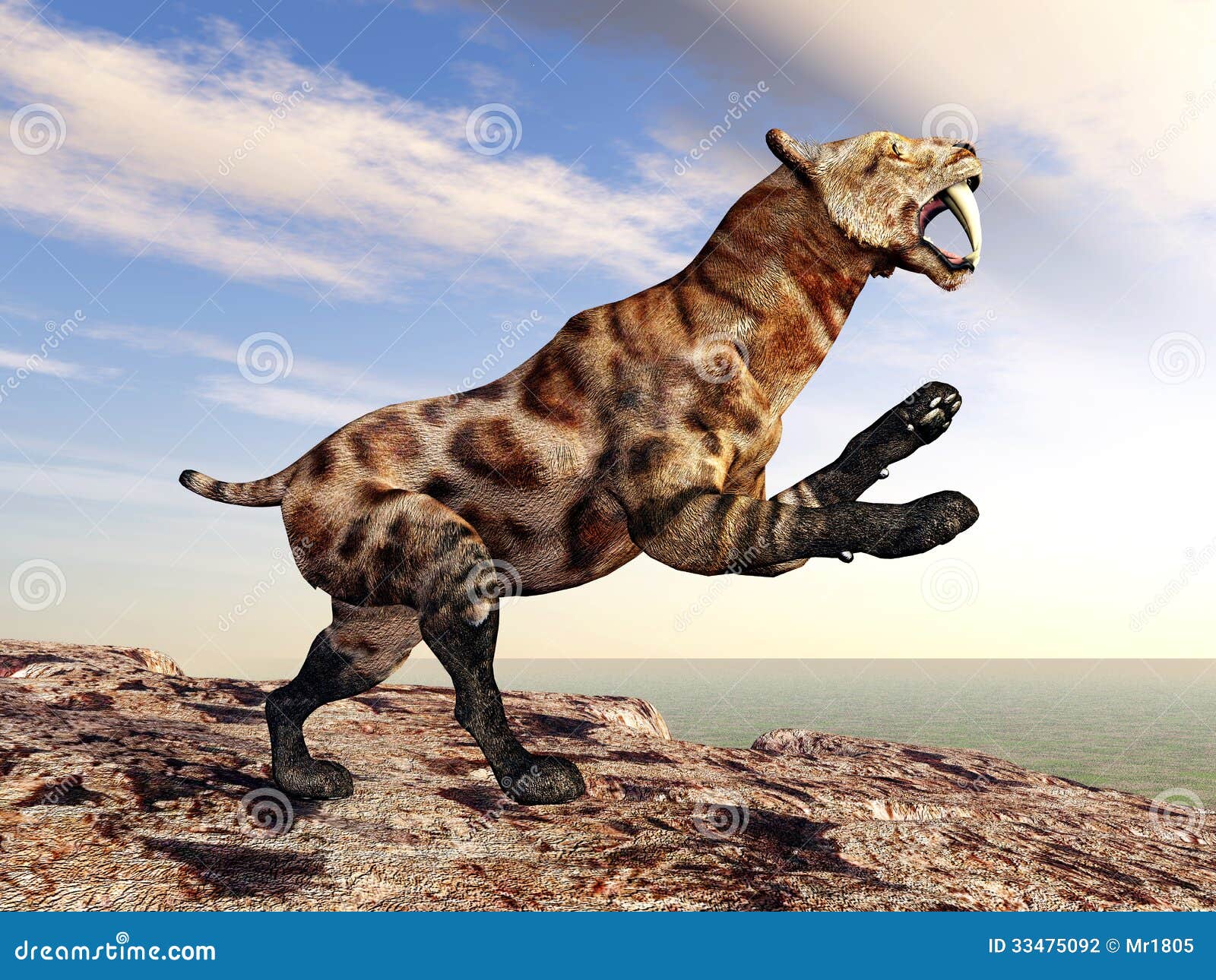 Smilodon stock illustration. Illustration of wilderness - 33475092