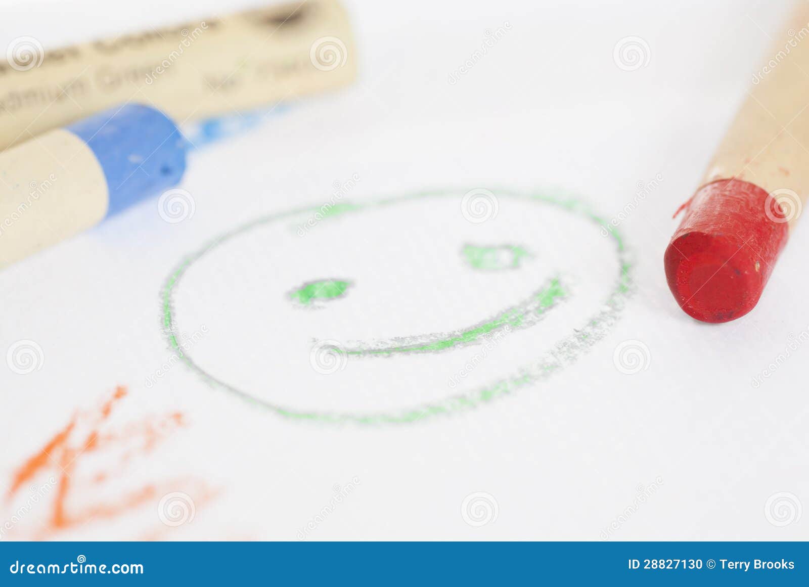 Smily Face Drawn with Coloured Crayons. Stock Photo - Image of ...