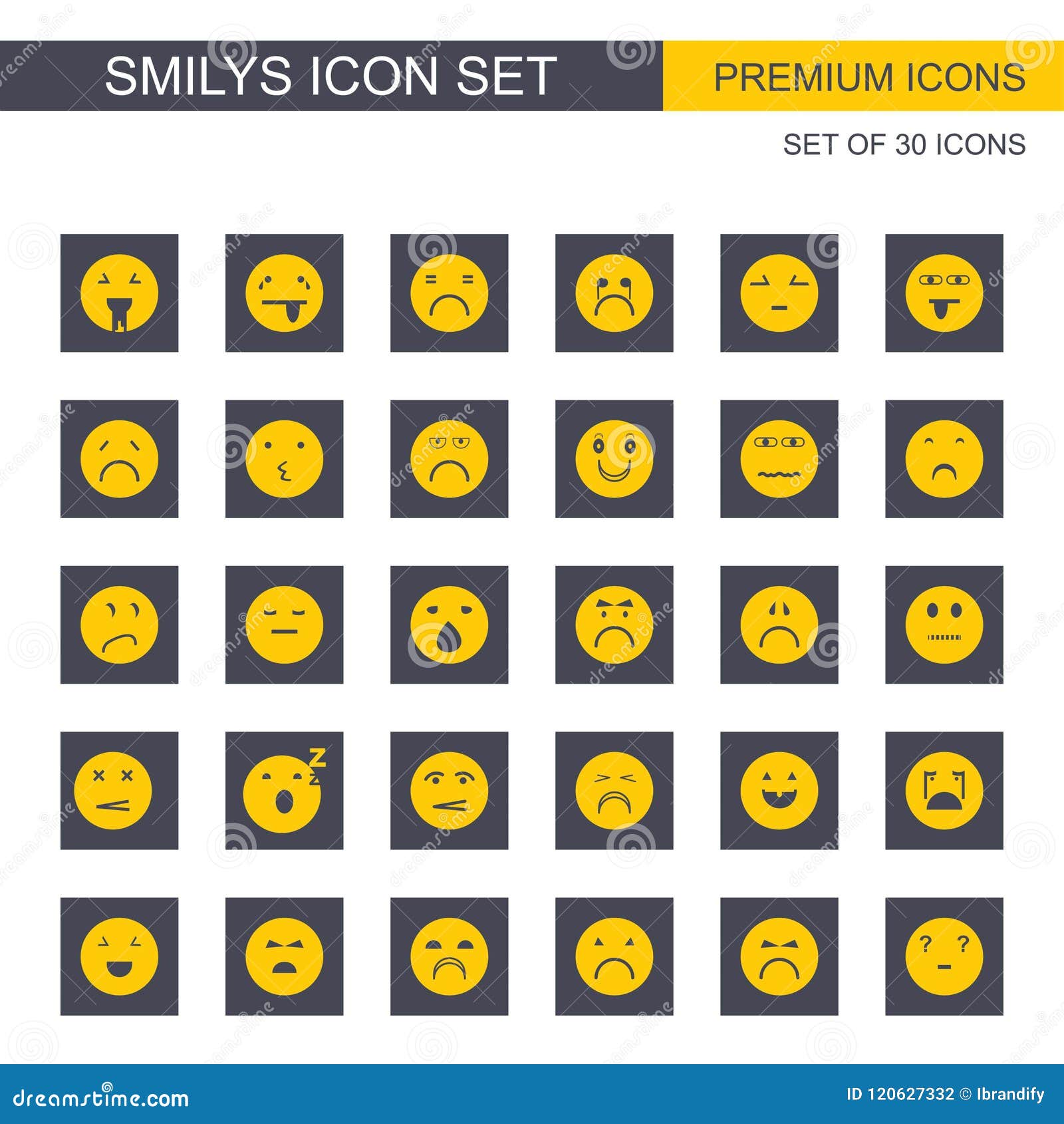 Smilys icons set vector stock vector. Illustration of smile - 120627332
