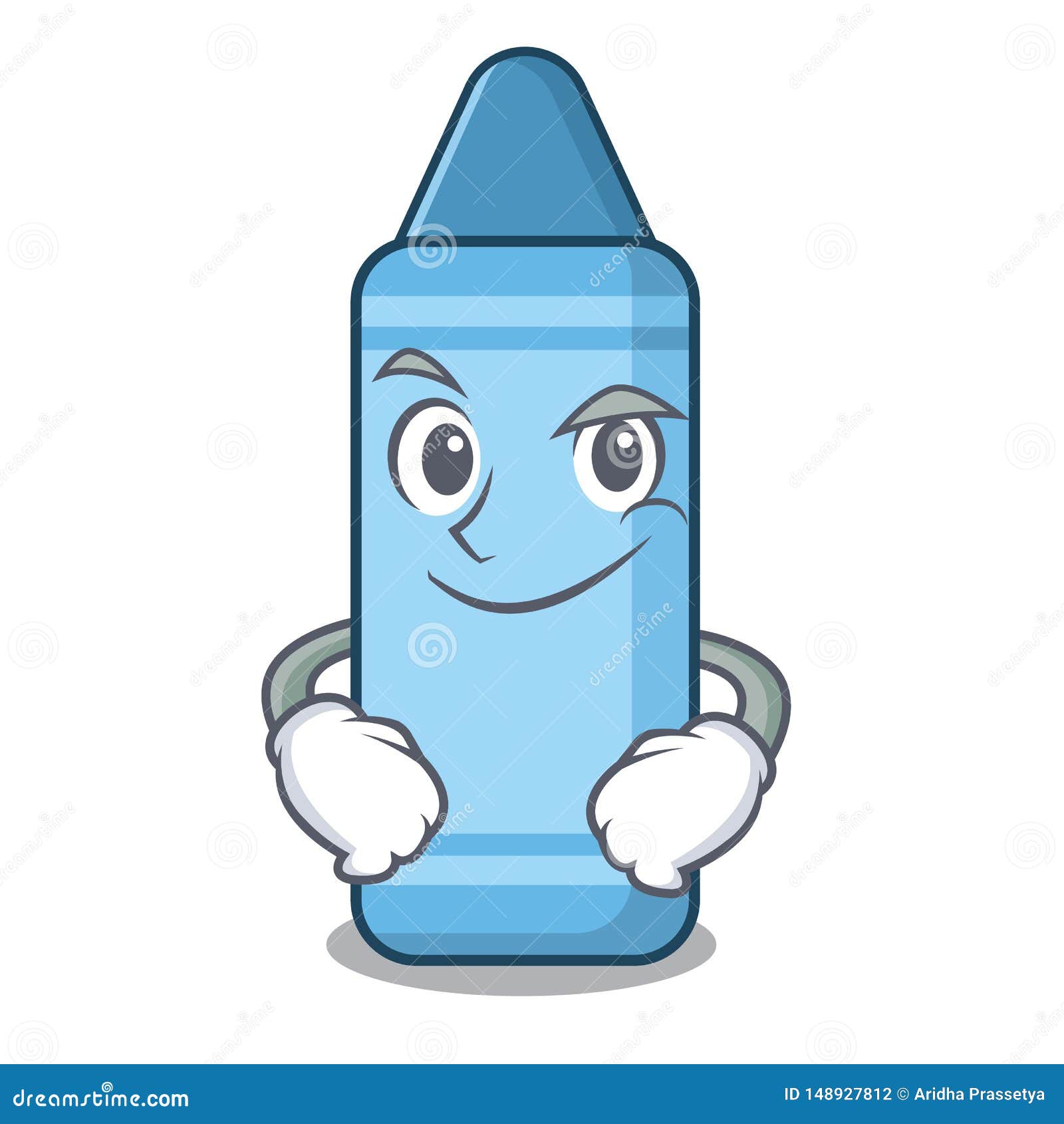 Smirking Blue Crayon in the Cartoon Column Stock Vector - Illustration ...