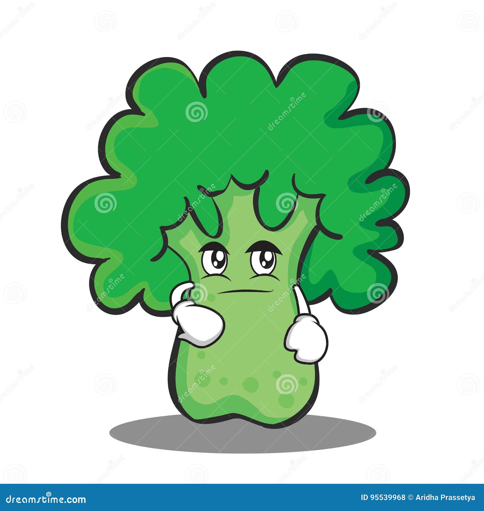 Smirking Broccoli Character Cartoon Style Stock Vector - Illustration ...