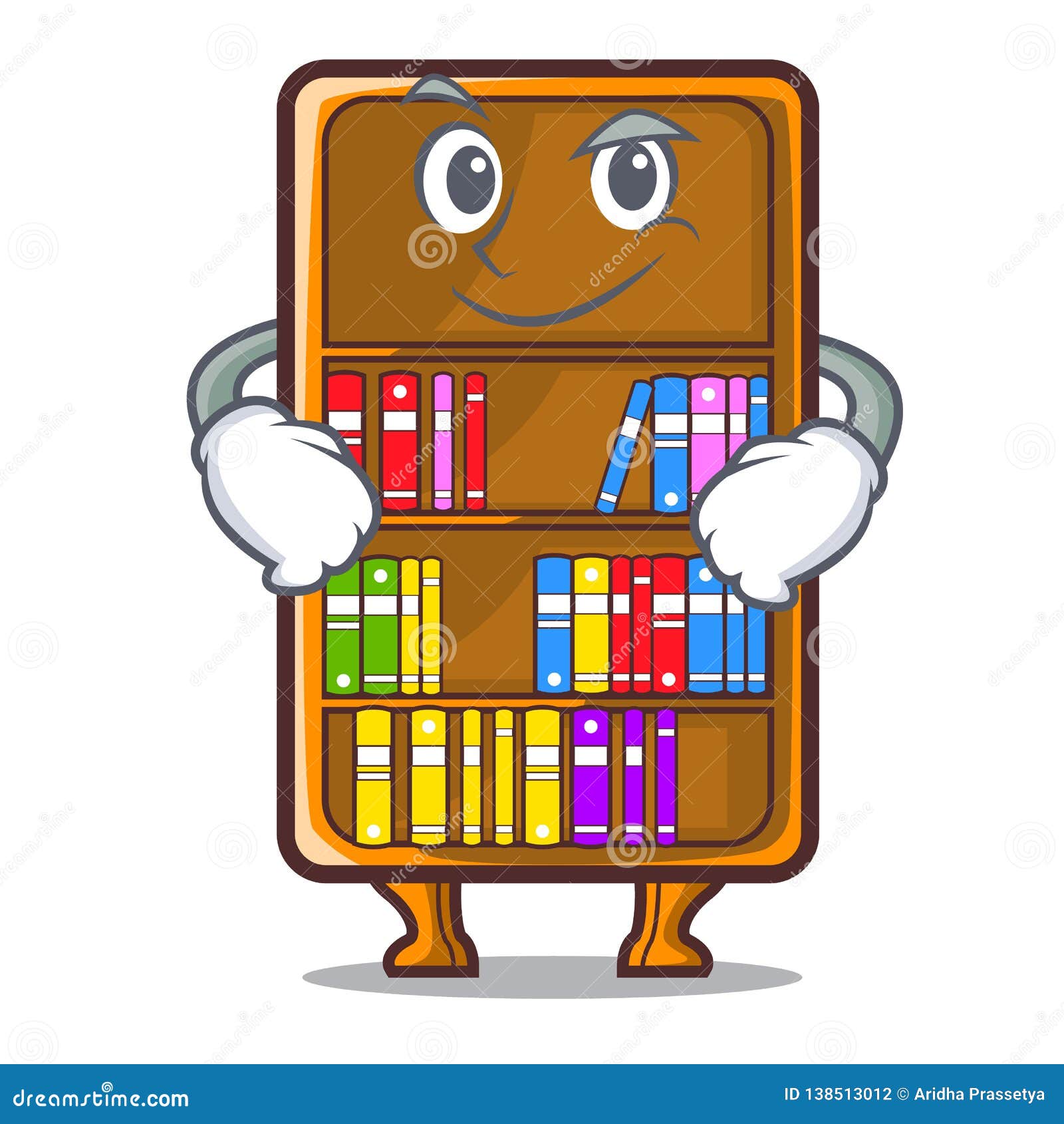Smirking Cartoon Bookcase in the Shape Wood Stock Vector - Illustration ...