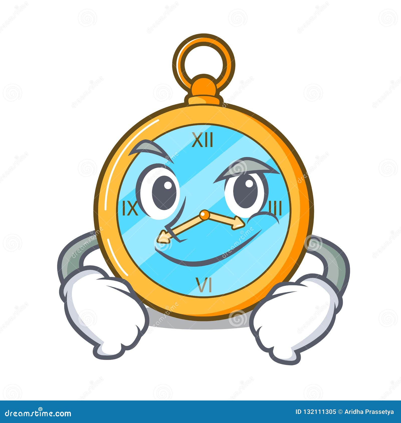 Smirking Classic Watch Isolated on a Mascot Stock Vector - Illustration ...
